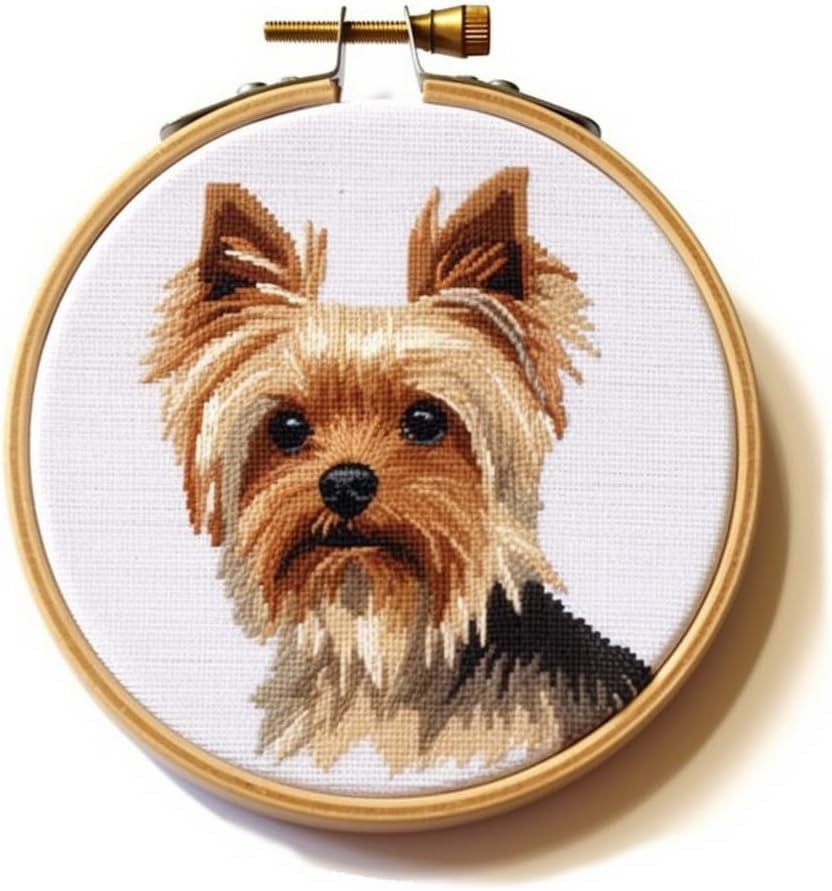 Yorkshire Terrier Stamped Cross Stitch Kits for Beginners Easy with ...
