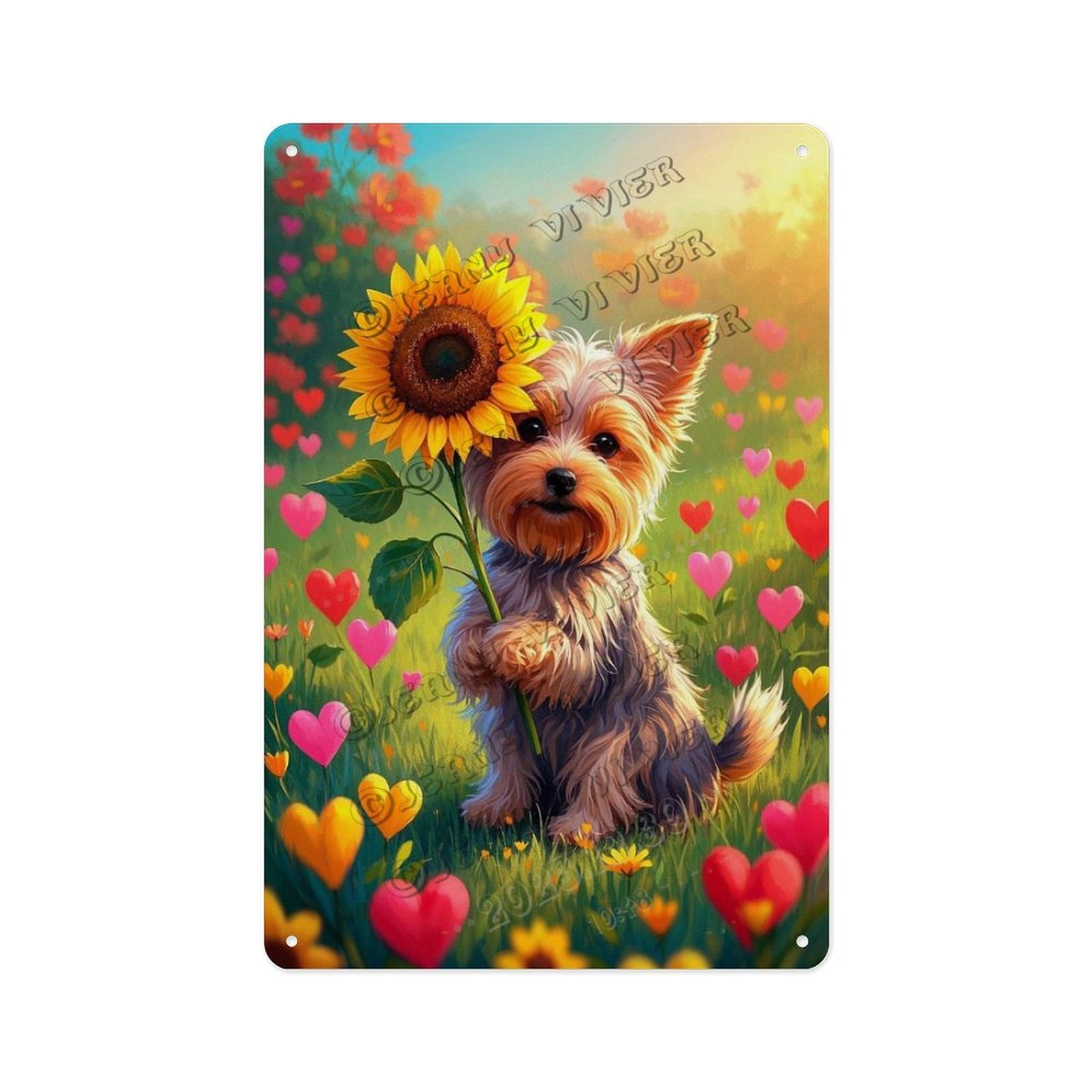 Yorkshire Terrier with Sunflower Tin Sign – Vintage Pet Decor, Dog ...