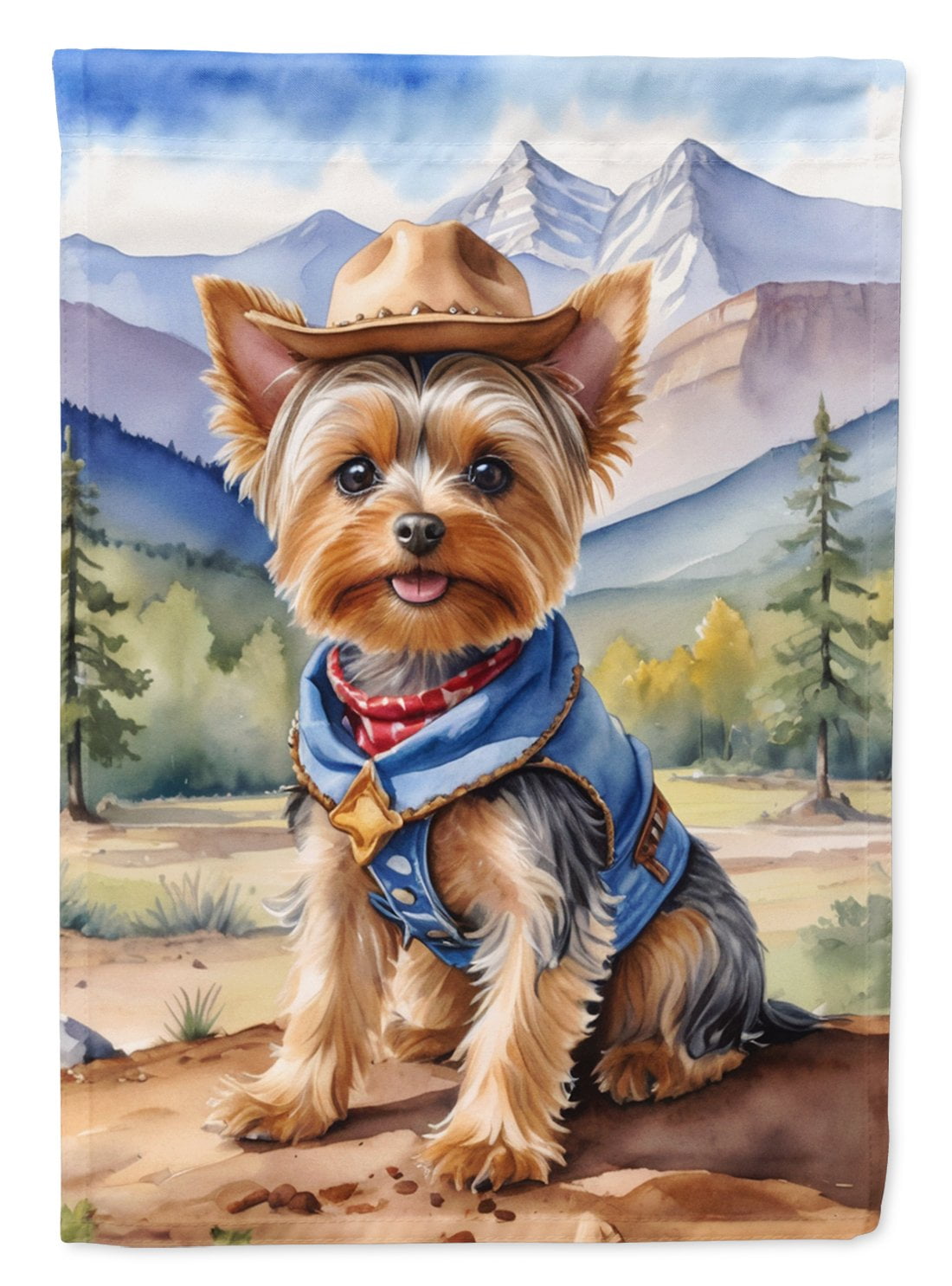 Yorkshire Terrier Yorkie Cowboy Welcome House Flag - Walmart.com