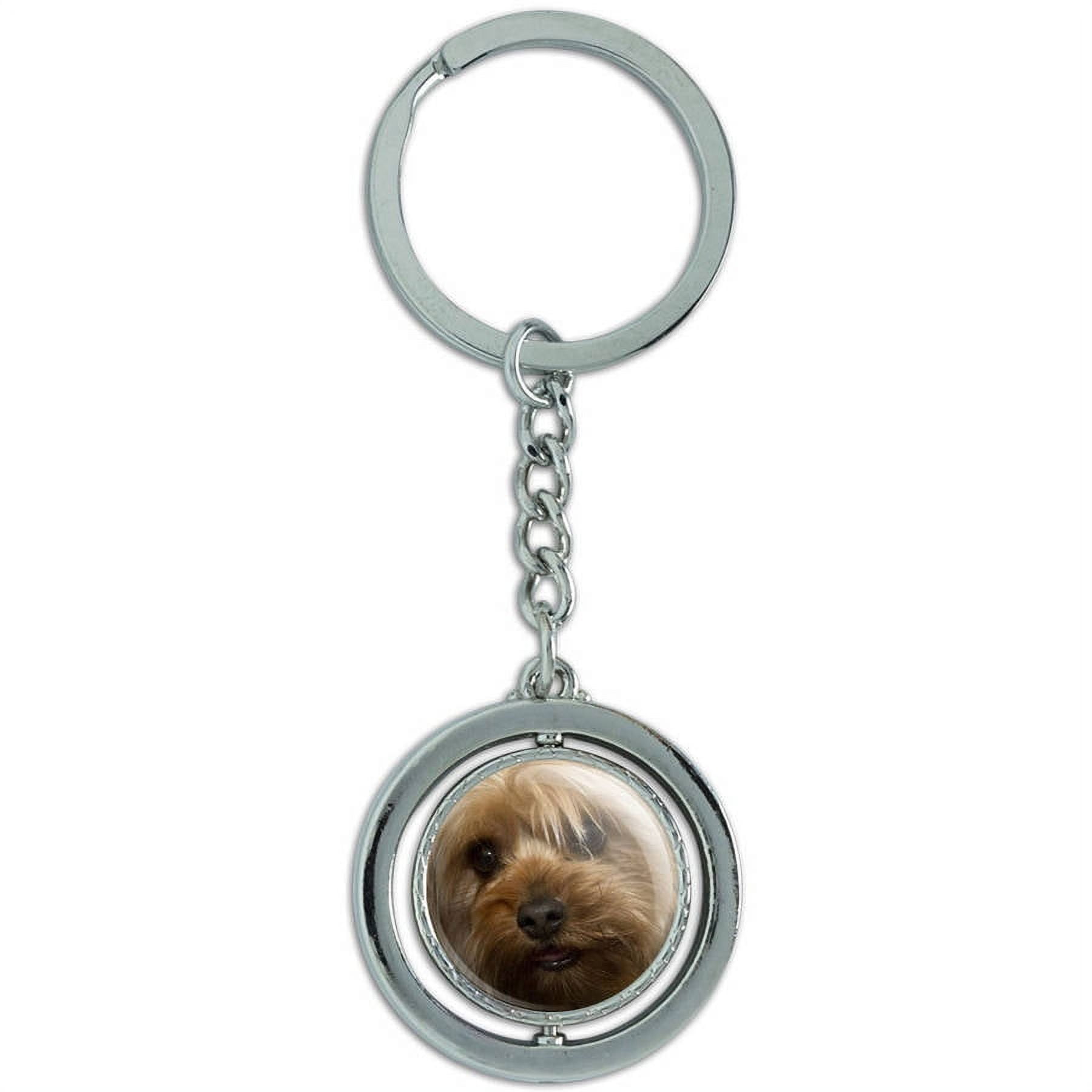 Yorkshire Terrier Yorkie Dog Spinning Round Metal Key Chain Keychain ...