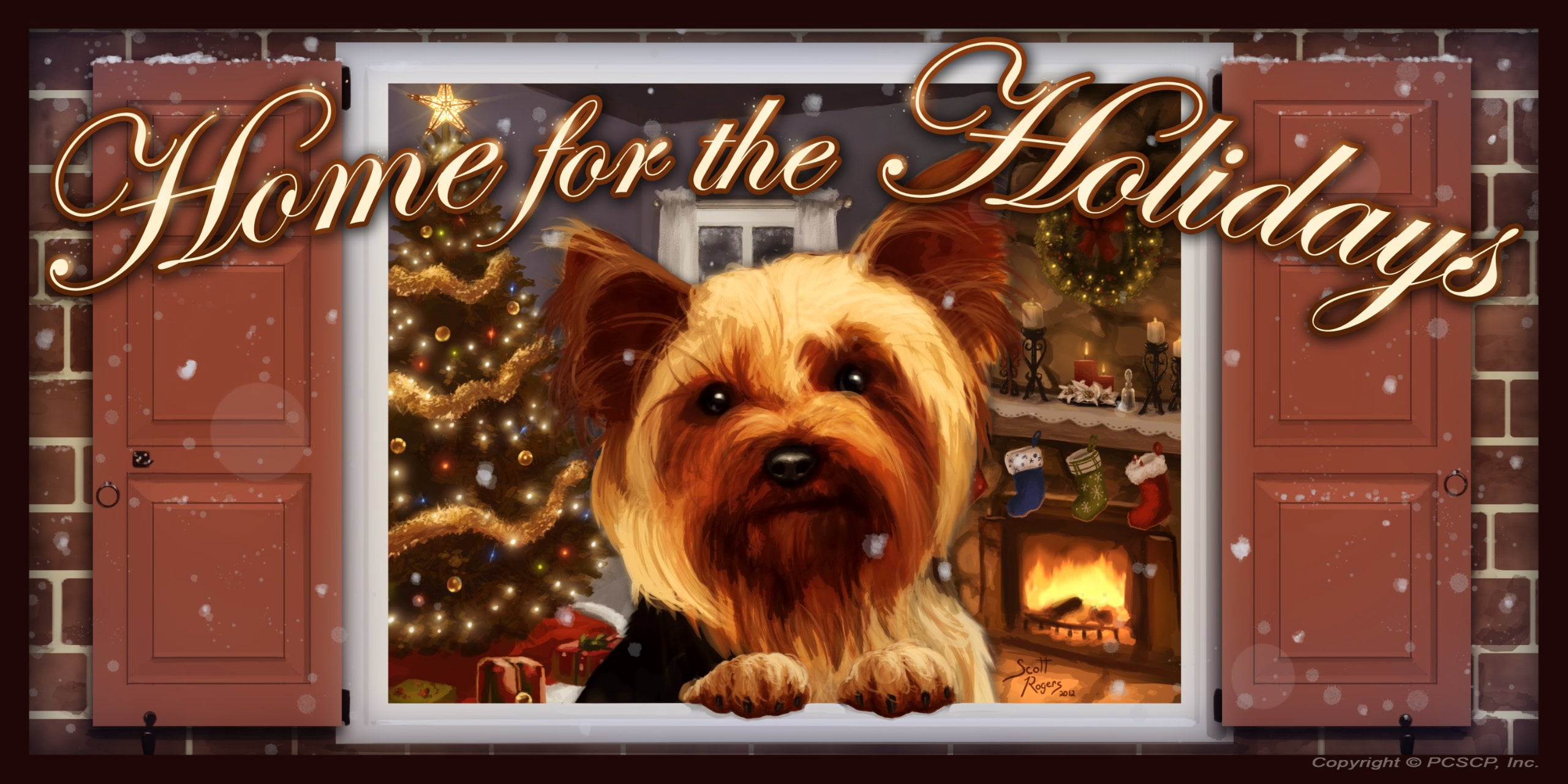 Yorkshire Terrier (Yorkie) Home for the Holidays "Paws on the ...