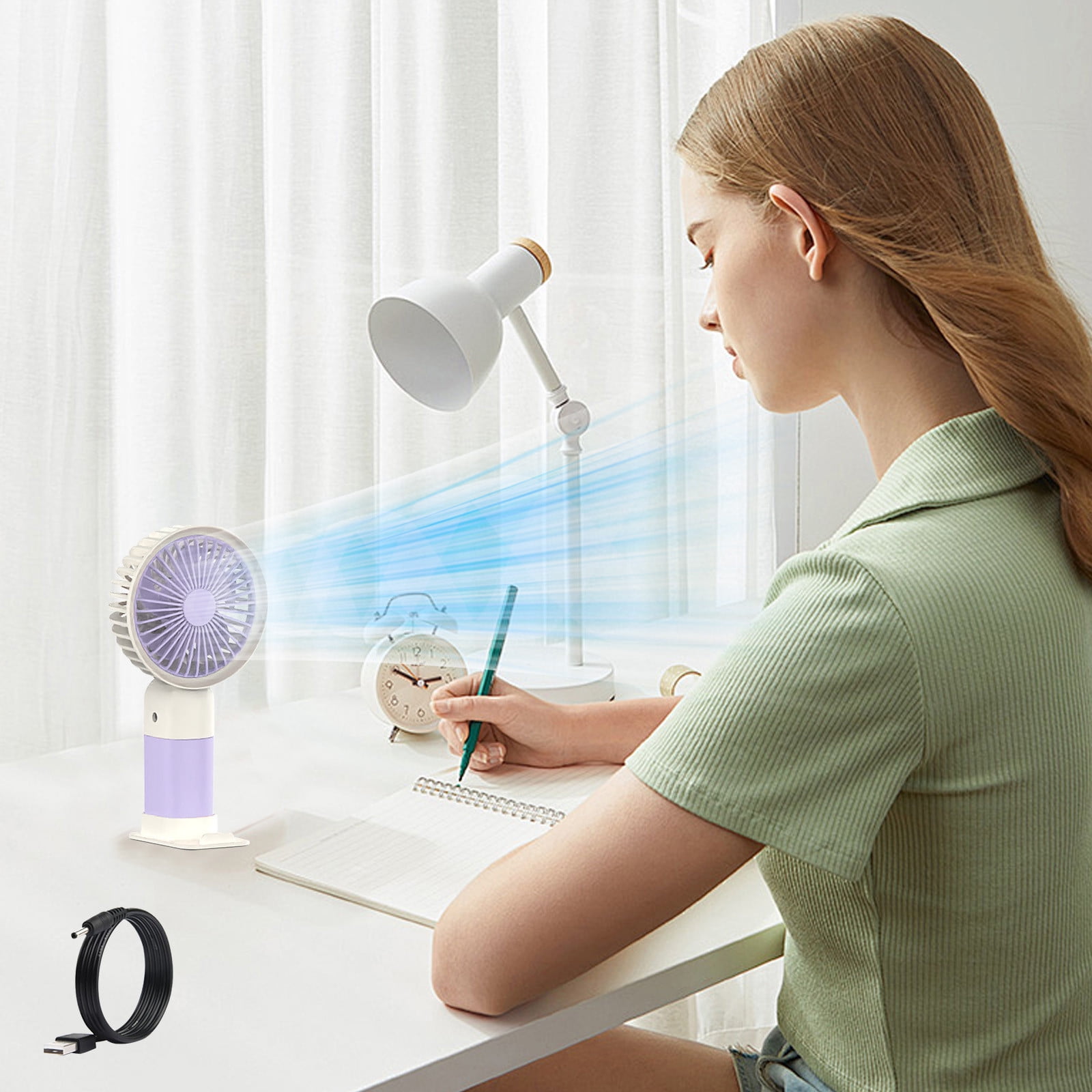 Yorkspred Desk Fan, New USB Handheld Fan with Base - Vertical Blowing ...