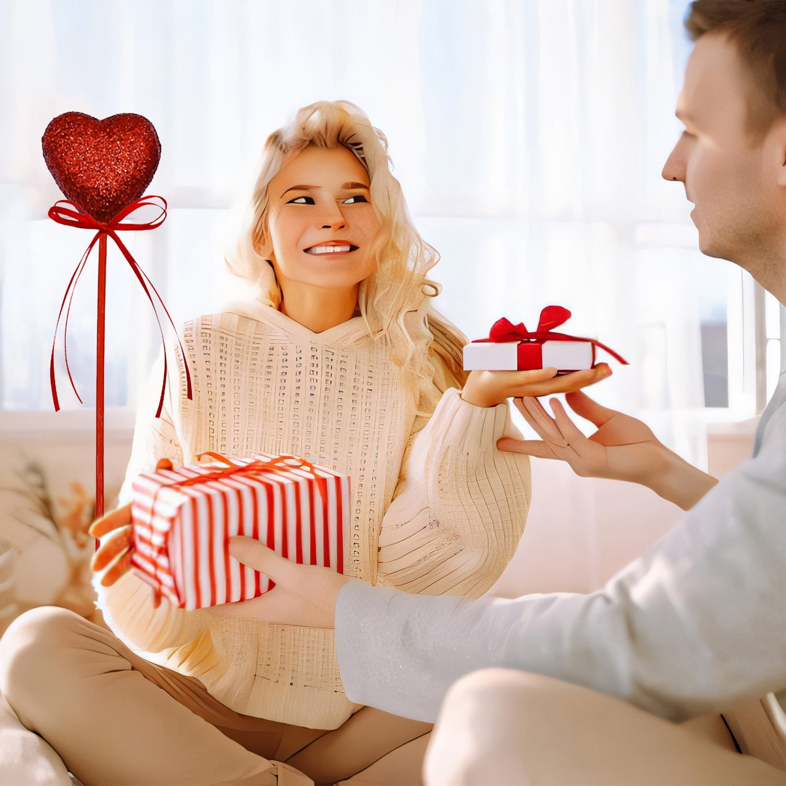 Yorkspred Foam Heart Glitter Wedding Decoration Inserts, Sparkling Bow ...