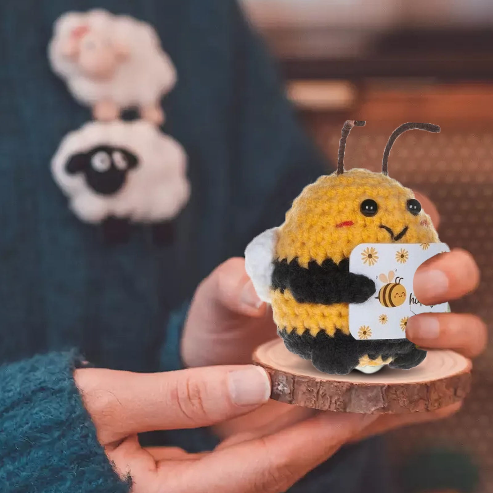 Yorkspred Funny Positive Bee Mini Crochet Bee with Positive ...