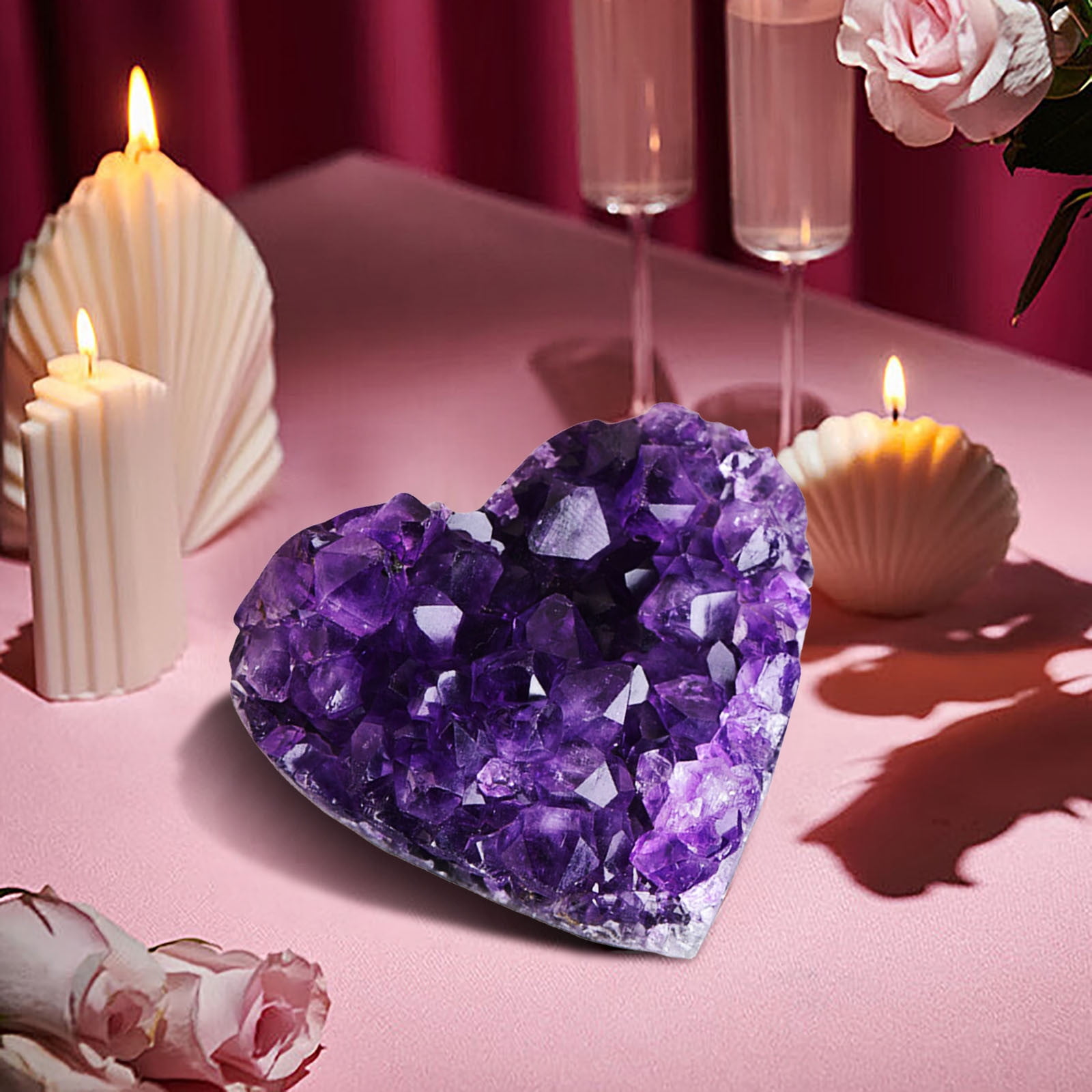 Yorkspred Natural Uruguayan Amethyst Cluster, Amethyst Cave Love-Shaped Raw Stone Specimen ...