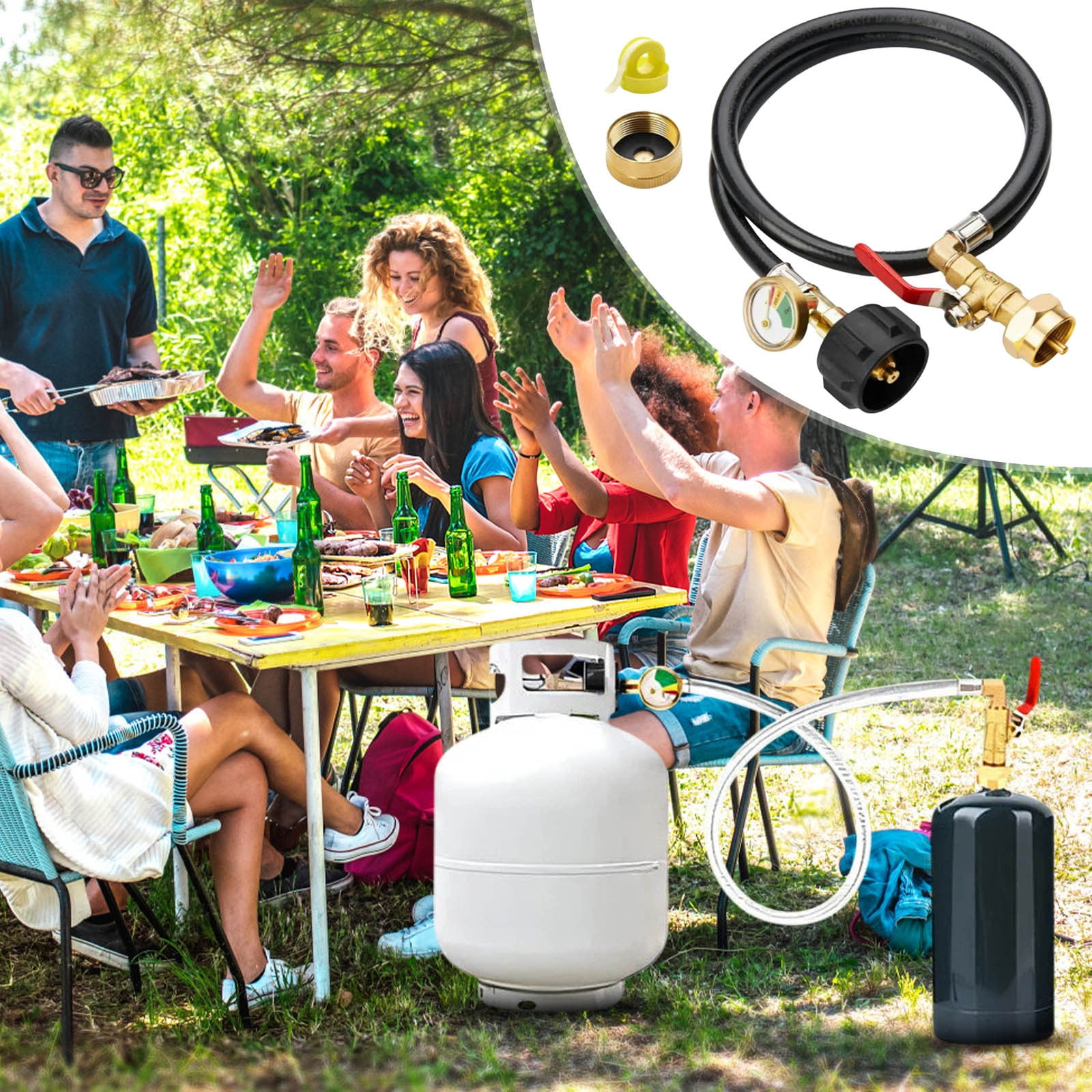 Yorkspred Propane Refill Adapter Hose with Gauge and Control Valves, Ideal for Refilling Propane ...