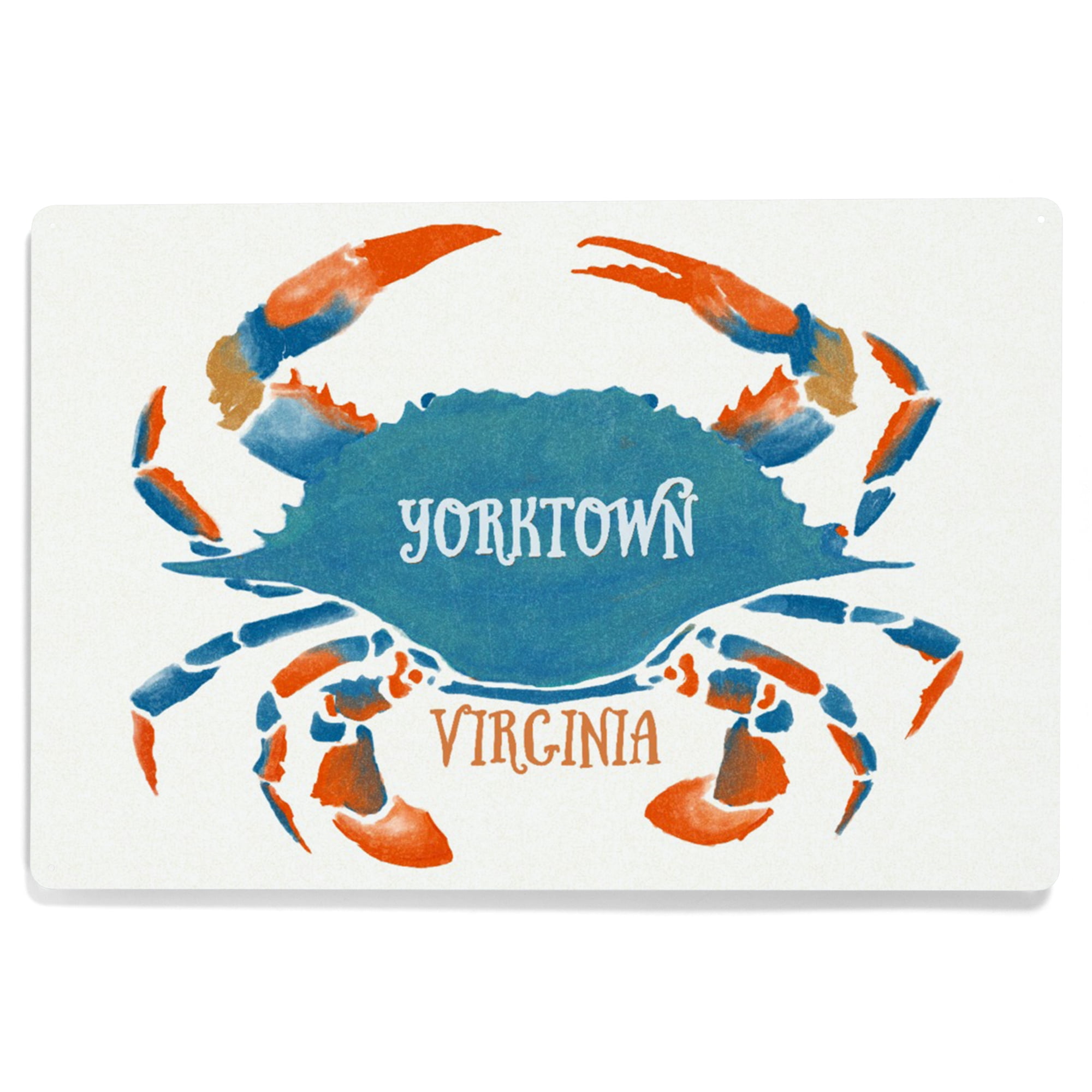 Yorktown, Virginia, Blue Crab, Watercolor (12x18 Aluminum Art, Indoor ...
