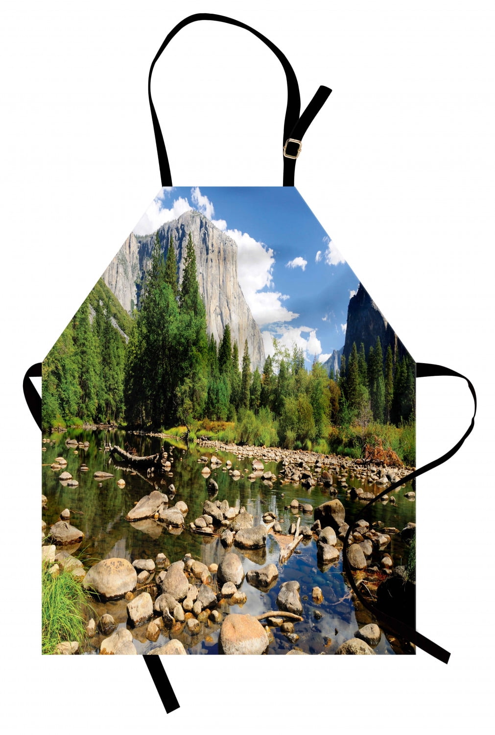 Yosemite Apron Fluffy Clouds Forest Stones River Yosemite National Park ...