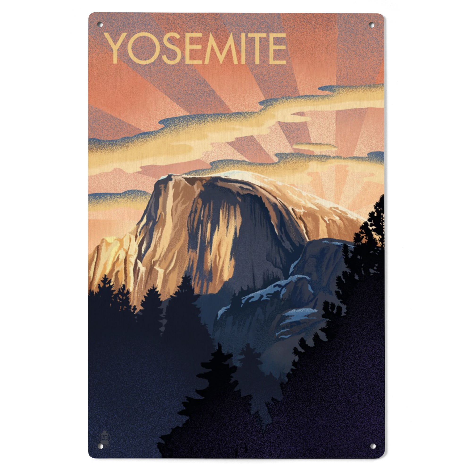 Yosemite, California, Half Dome, Lithograph Birch Wood Wall Sign (6x9 ...