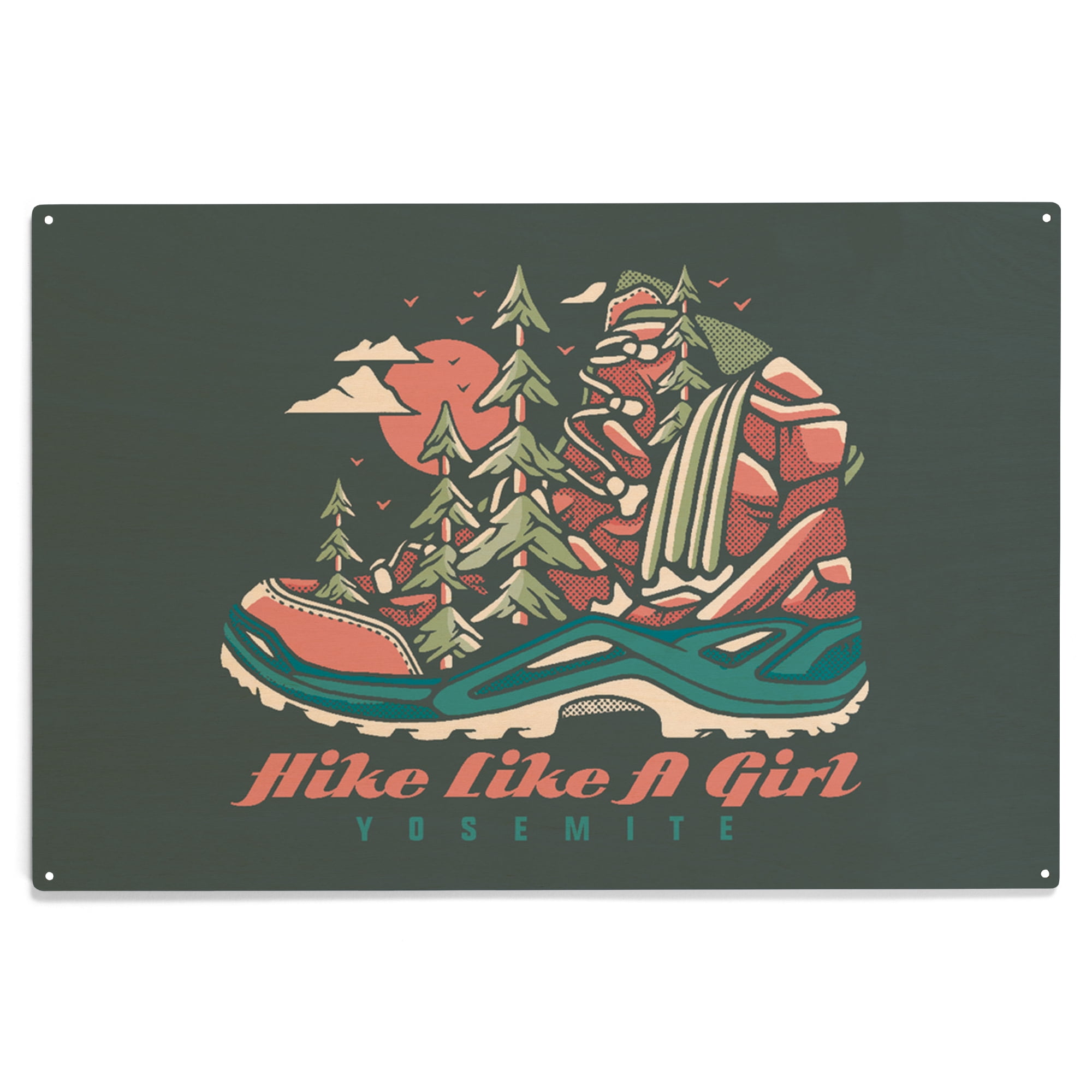 Yosemite, California, Hike Like A Girl, Green Boot, Distressed Vector ...