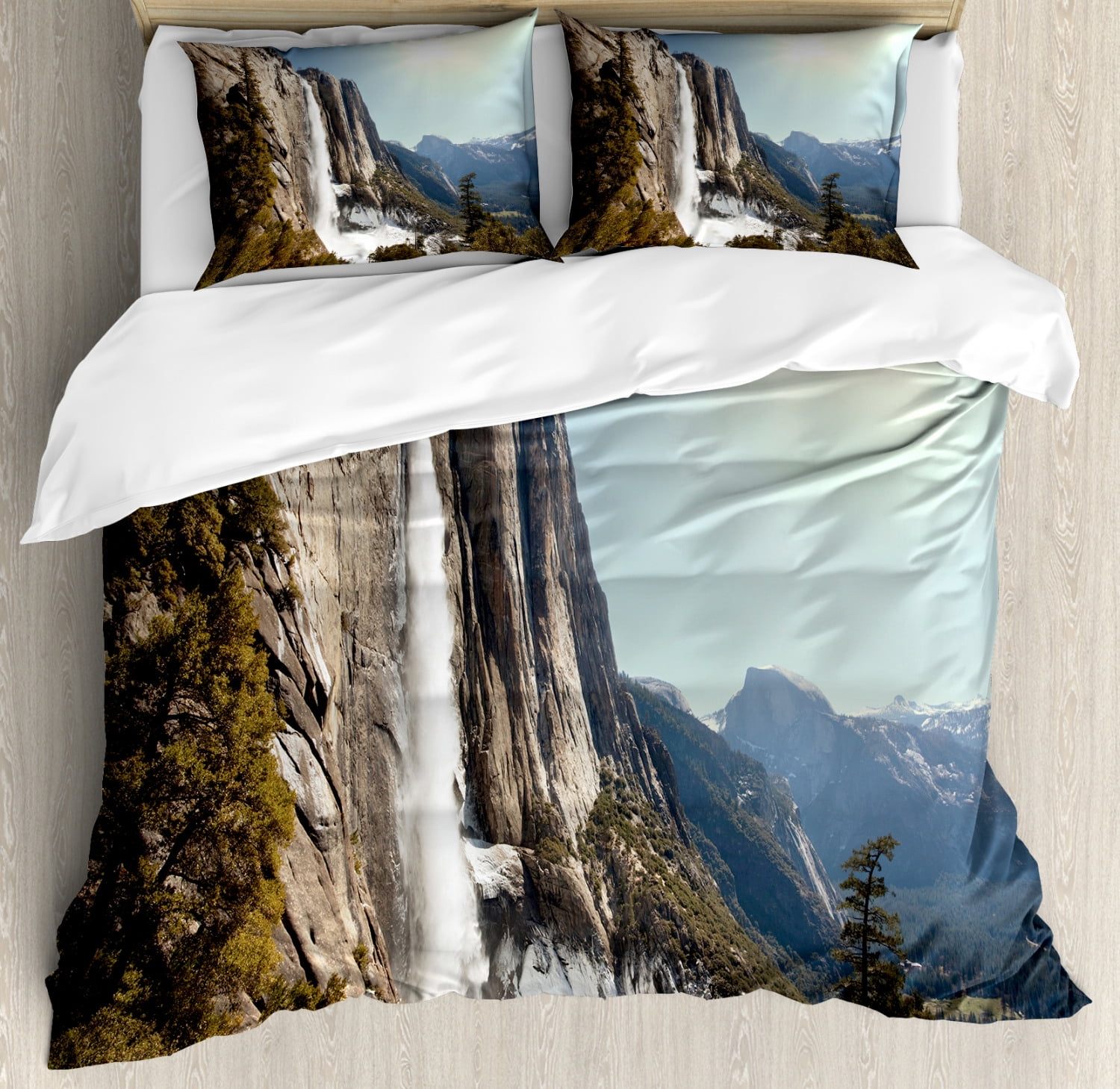 Yosemite Duvet Cover Set Queen Size, Yosemite Falls Mountain Sunshine ...