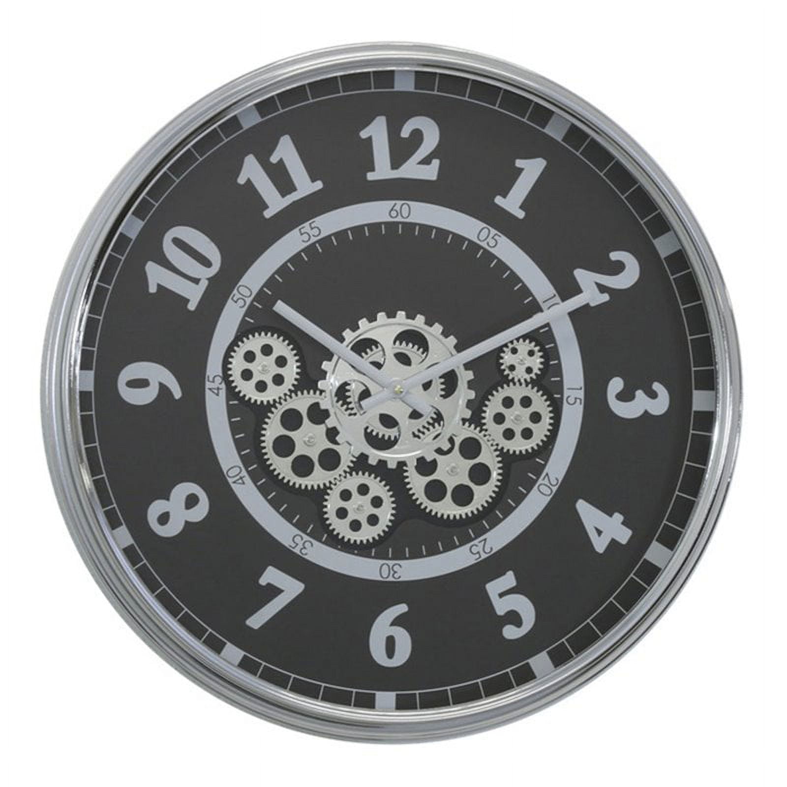 Yosemite Home Decor 22" Metal Clock with Open Moving Gears in Black ...