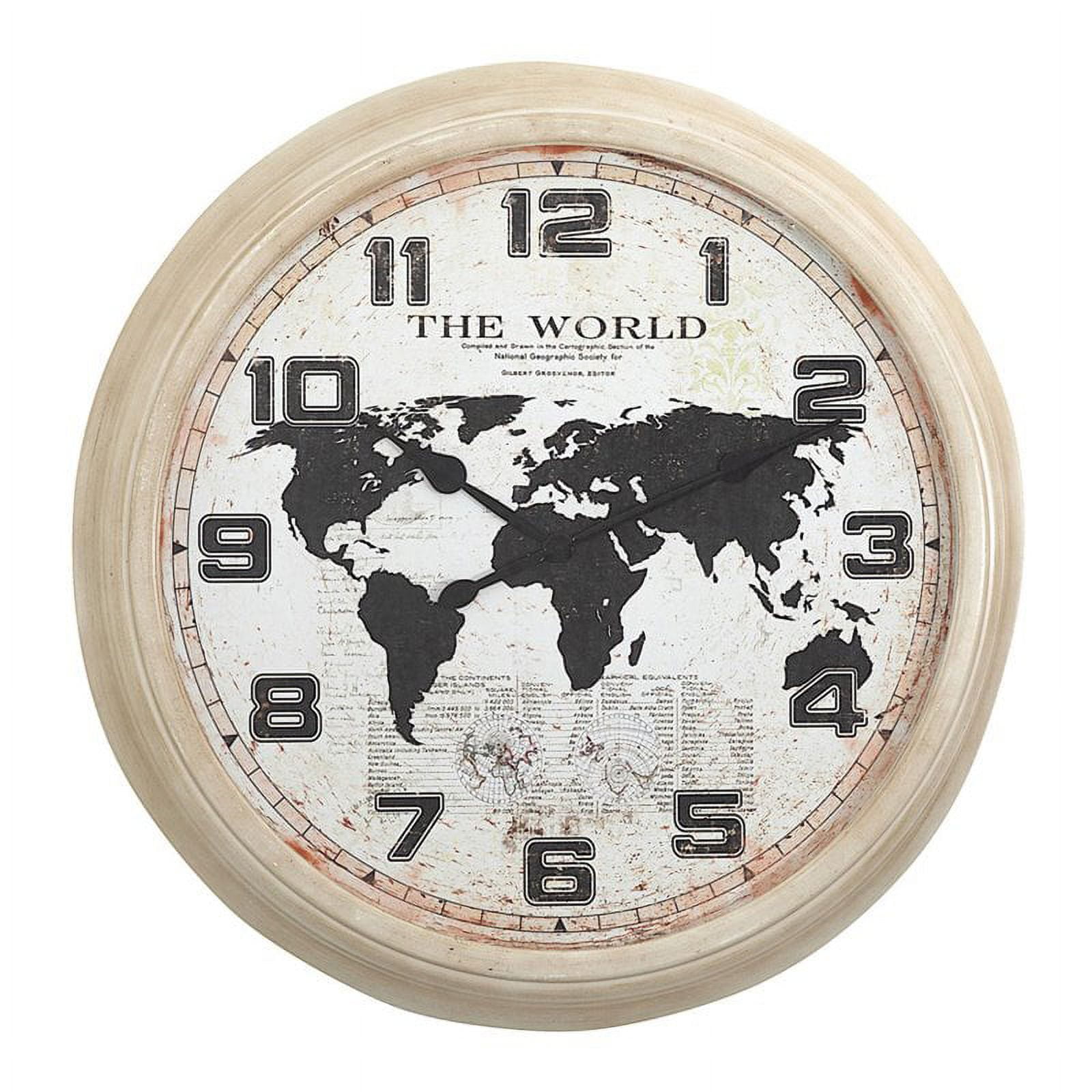 Yosemite Home Decor 37" Rustic World Map Metal Wall Clock in Multi ...