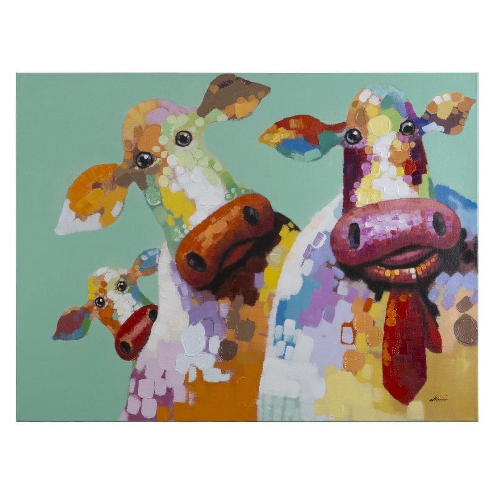 Yosemite Home Decor "Curious Cows I" Wood Wrapped Wall Art in Multi ...