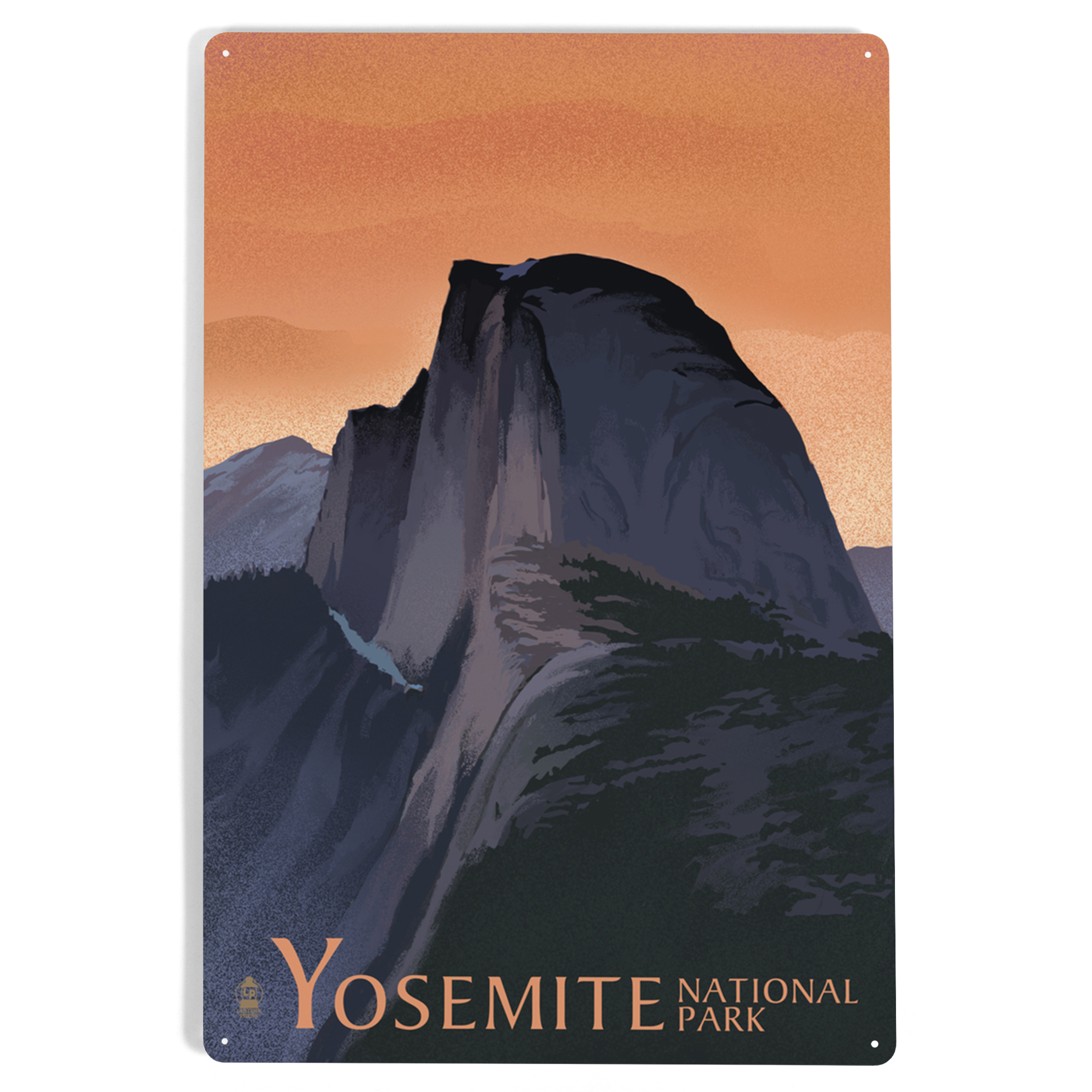 Yosemite National Park, California, Half Dome, Orange Sky, Lithograph ...
