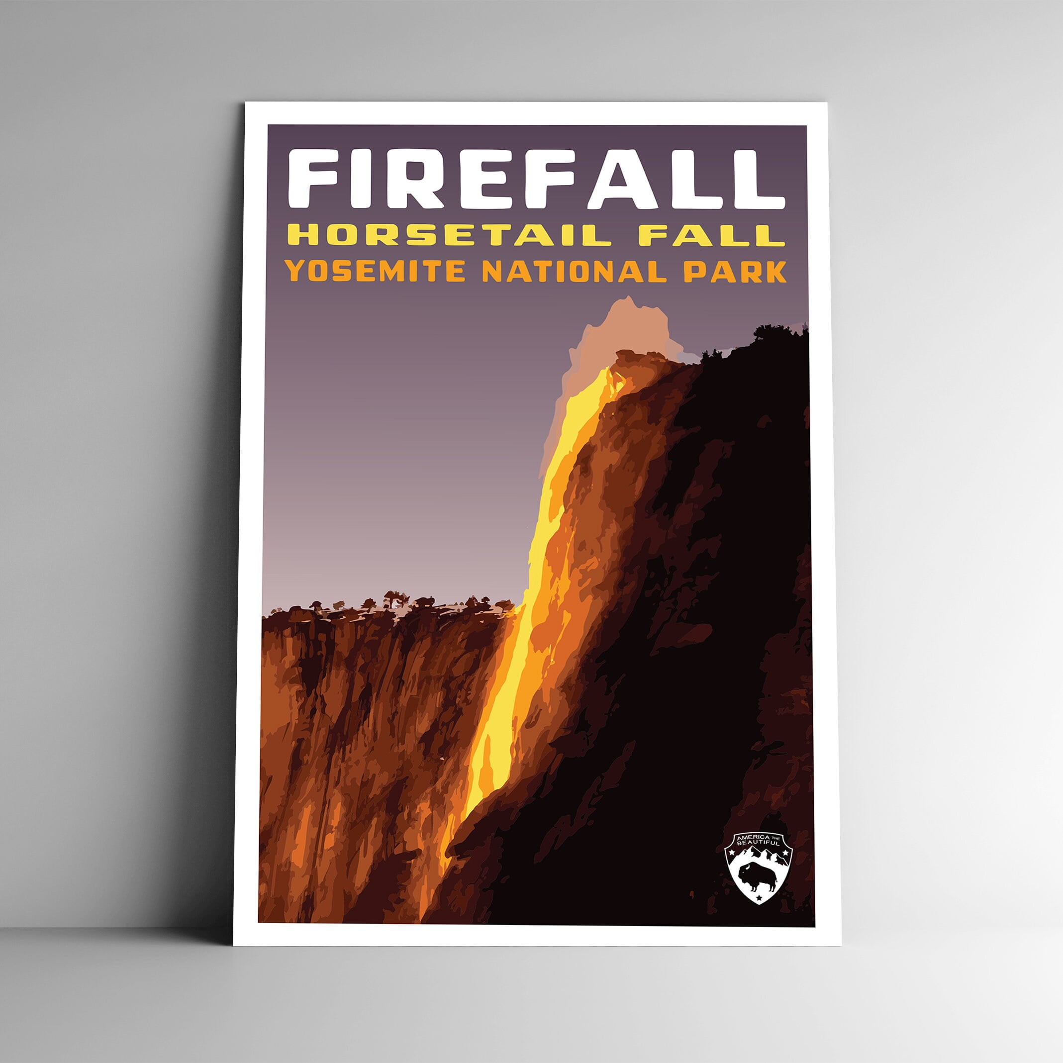 Yosemite National Park FIREFALL Vintage Travel Poster / Postcard WPA ...