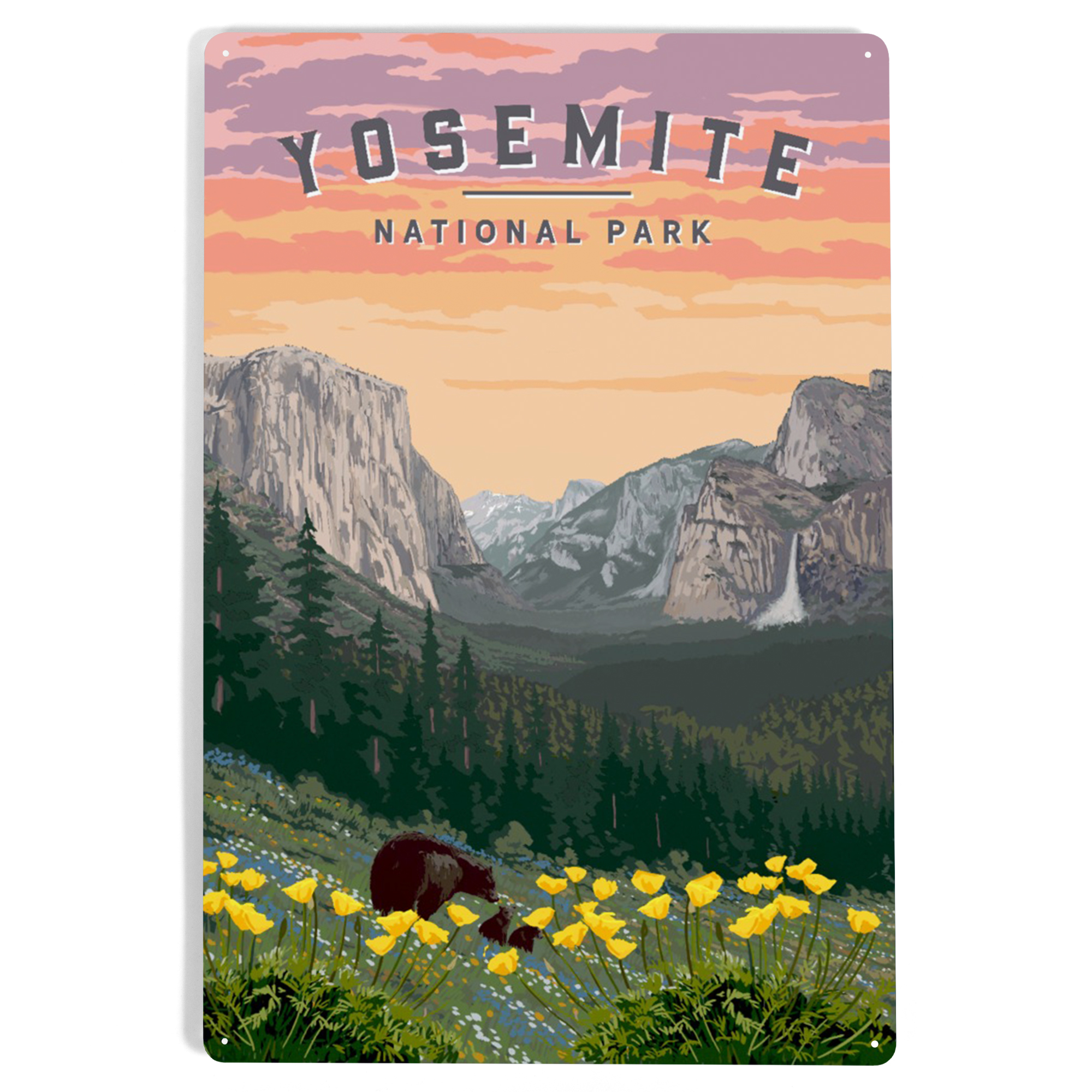 Yosemite National Park Wildlife And Spring Flowers 12x18 Aluminum Art
