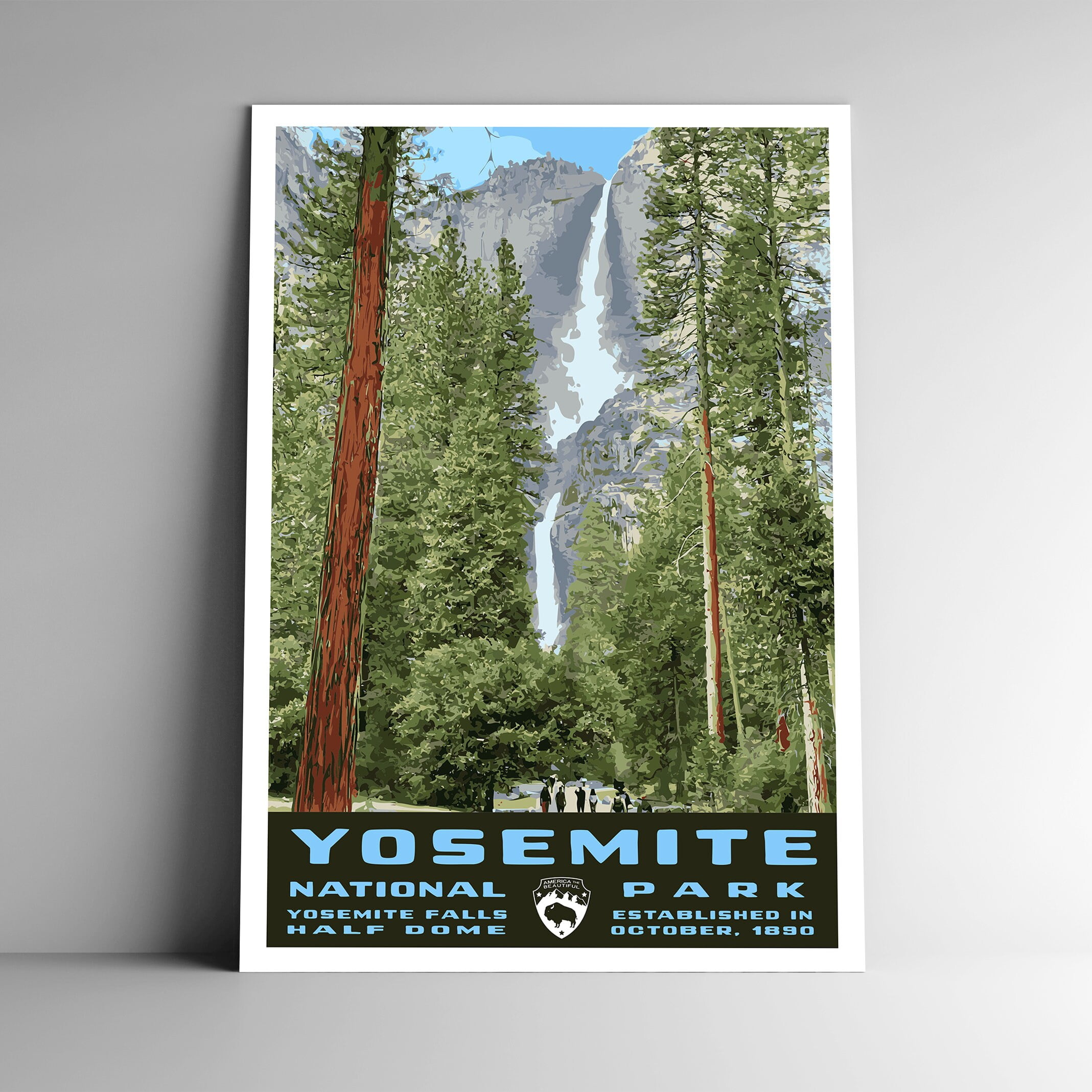 Yosemite National Park Yosemite Falls Vintage Travel Poster / Postcard ...