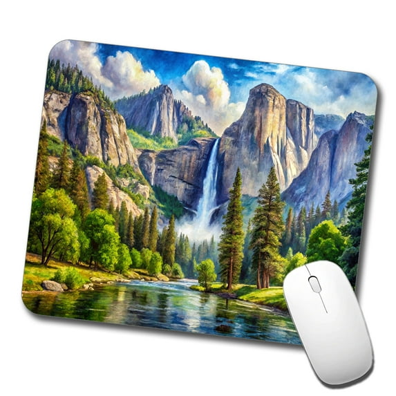 Yosemite National Park Yosemite Falls Watercolor Style Mouse Pad Low Profile Gaming Mat ...