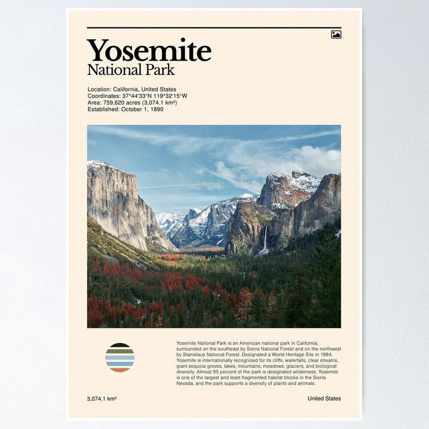 Yosemite National Park (california, United States) Poster, 12x18 ...