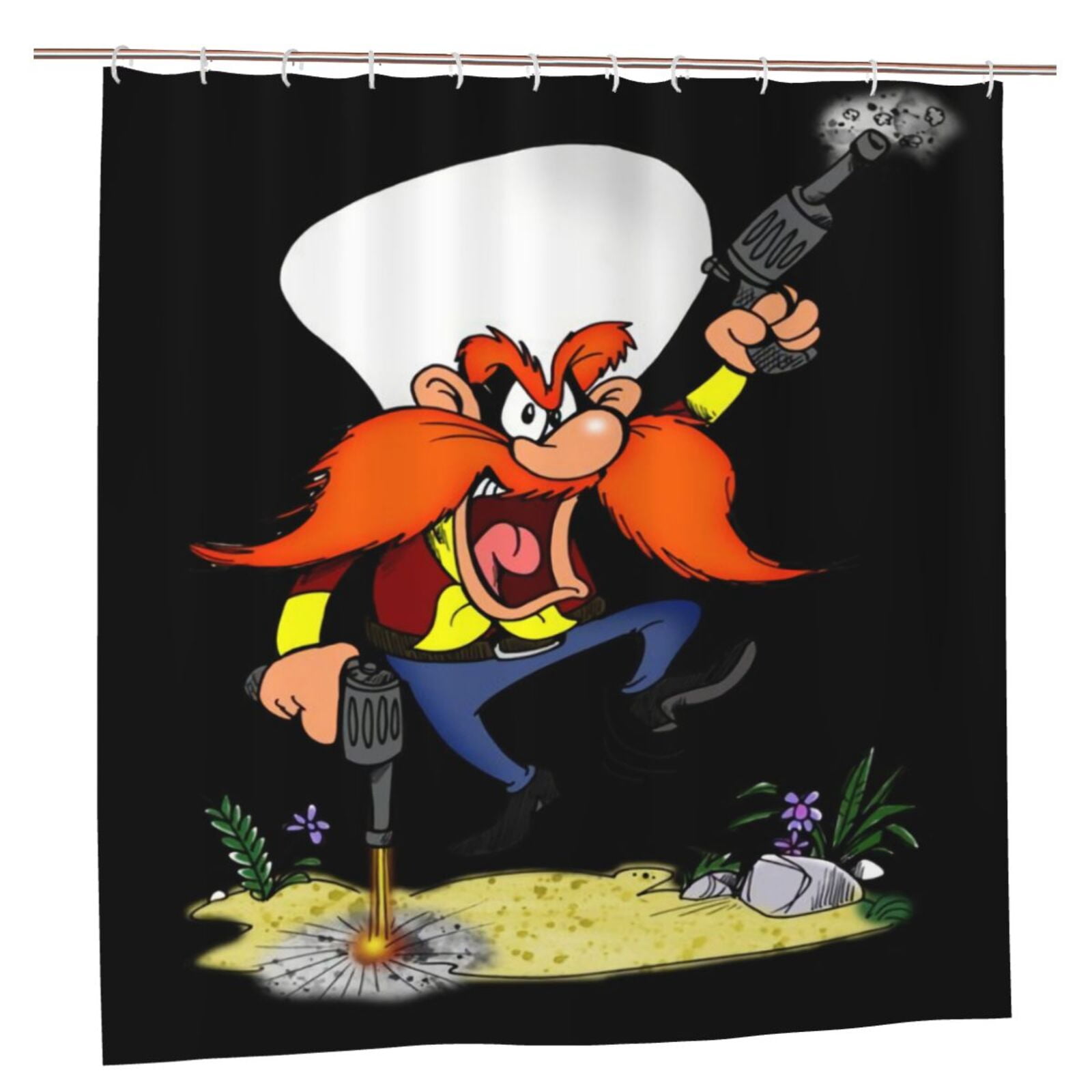 Yosemite Sam Cartoon Shower Curtain 72" X 72" Anime Bathroom Decor With ...