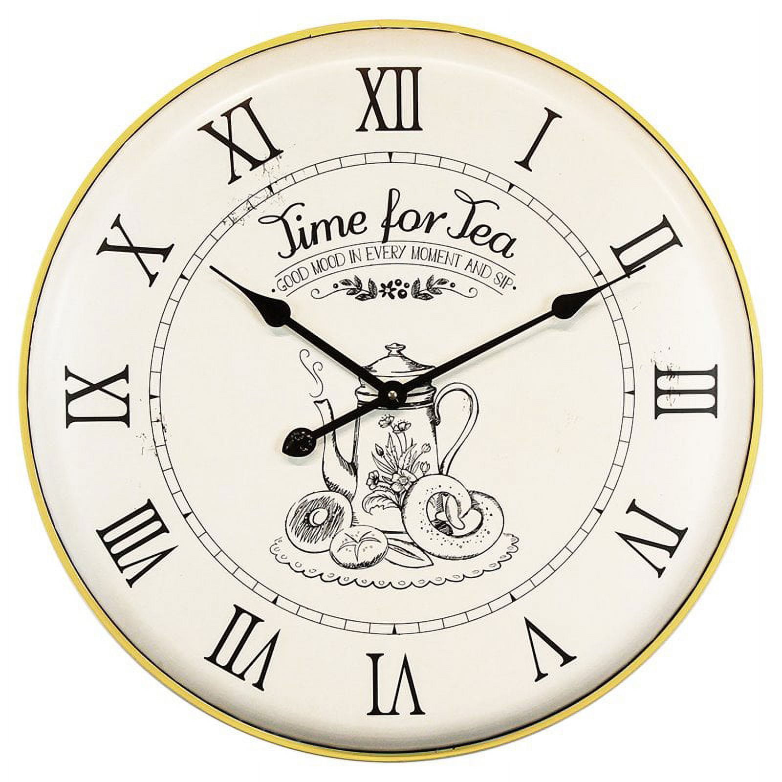 Yosemite 'Time For Tea' Metal Wall Clock in Off White - Walmart.com