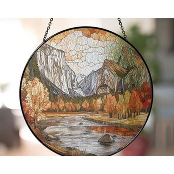Yosemite Valley Glass Suncatcher: National Park Window Hanging, 3.5 in ...