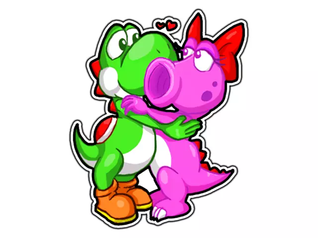 Yoshi & Birdo Love Waterproof Sticker Phone Decal Water Bottle Stickers ...