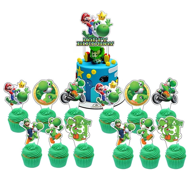 Yoshi Cake Topper CupcakeS Set Birthday Party Supplies Decoration Decor ...