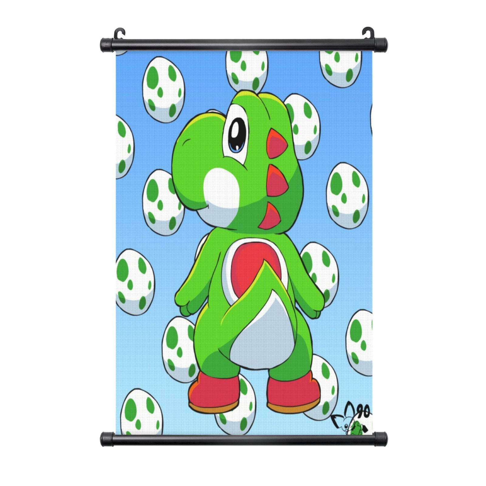 Yoshi Hanging Poster, Black Plastic Shaft Wall Hanging Posters Scroll Hanger, Canvas Artwork ...