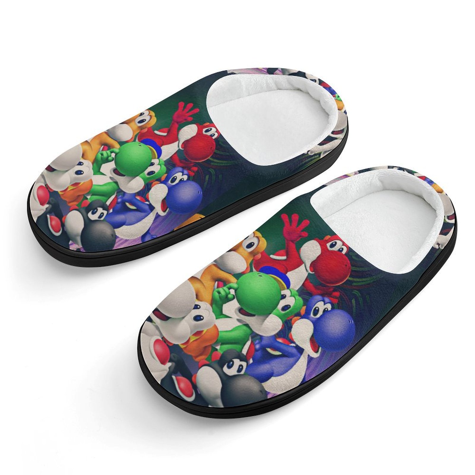 Yoshi Island Fluffy House Cotton Slippers Memory Foam Suede Slippers ...