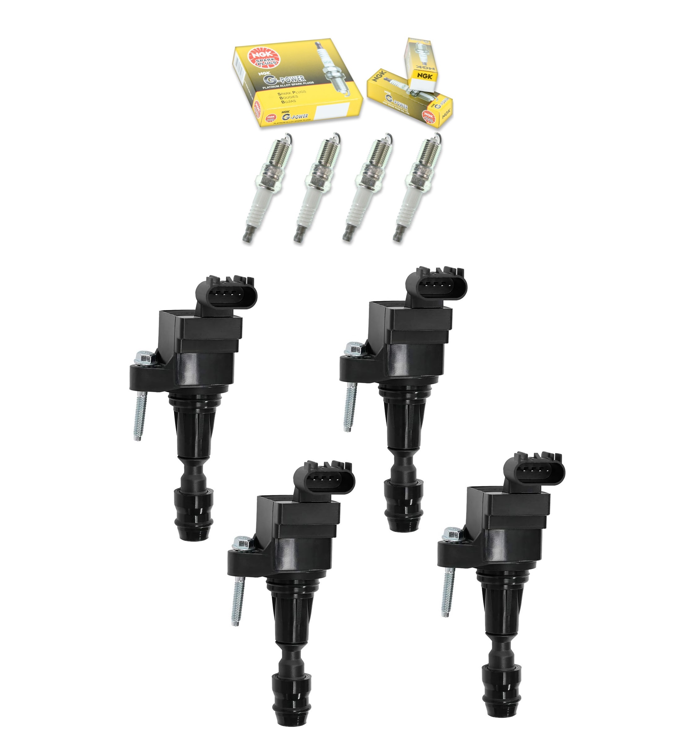 Yoshi Motors Pack of 4 Ignition Coil And Spark Plug Replacement For ...