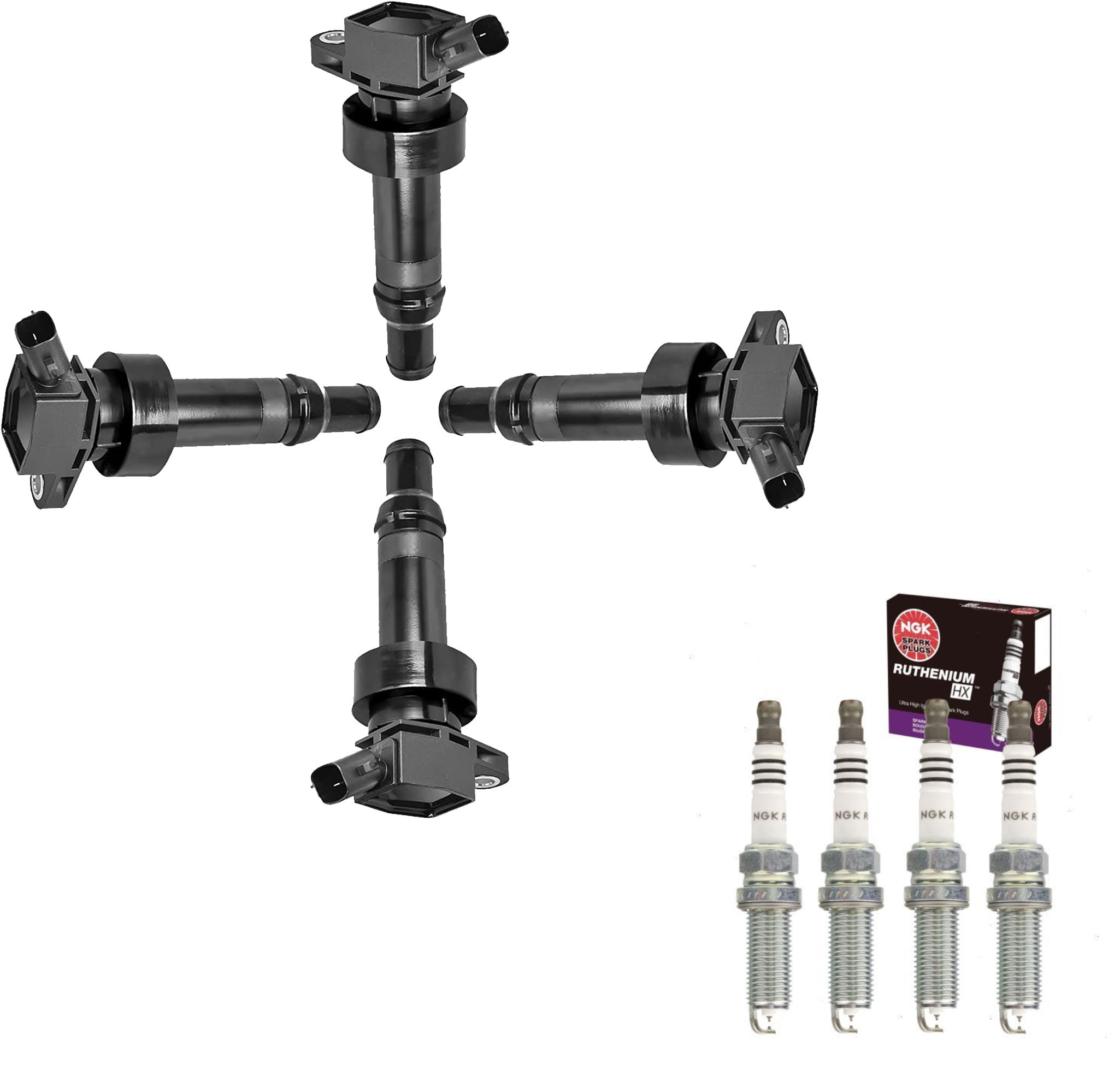 Yoshi Motors Pack of 4 Ignition Coil and NGK Spark Plug Replacement For Hyundai Dodge Kia 2012 ...