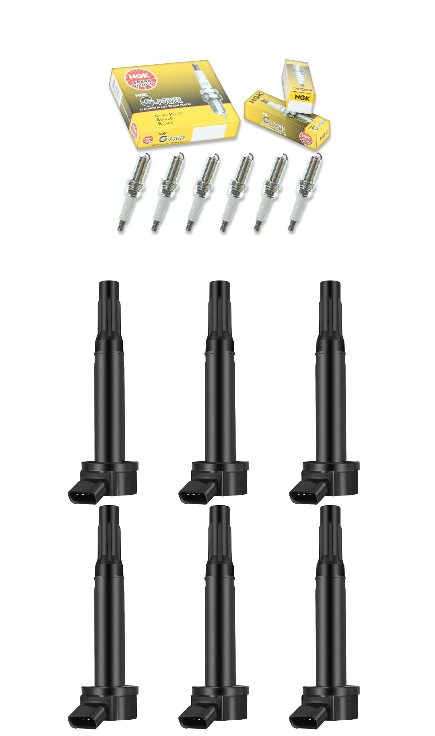 Yoshi Motors Pack of 6 Ignition Coil And Spark Plug Replacement For ...