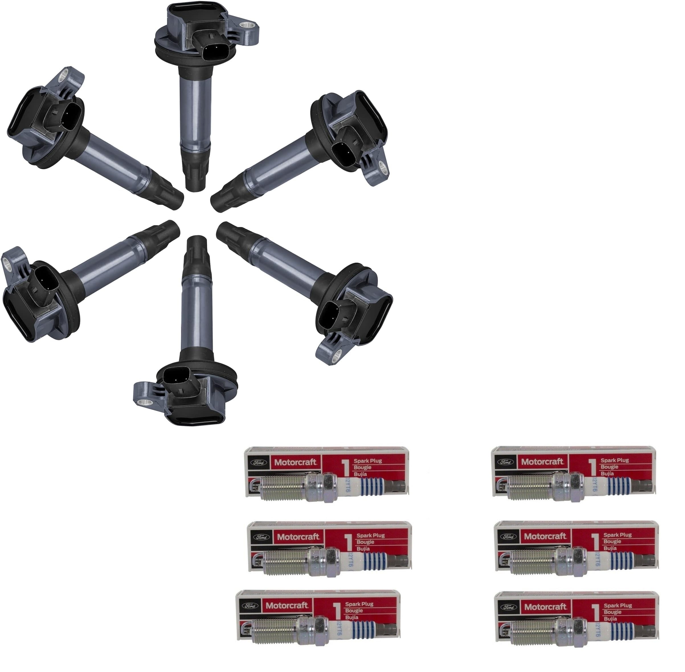 Yoshi Motors Pack of 6 Ignition Coil With 6 Motorcraft Spark Plug ...