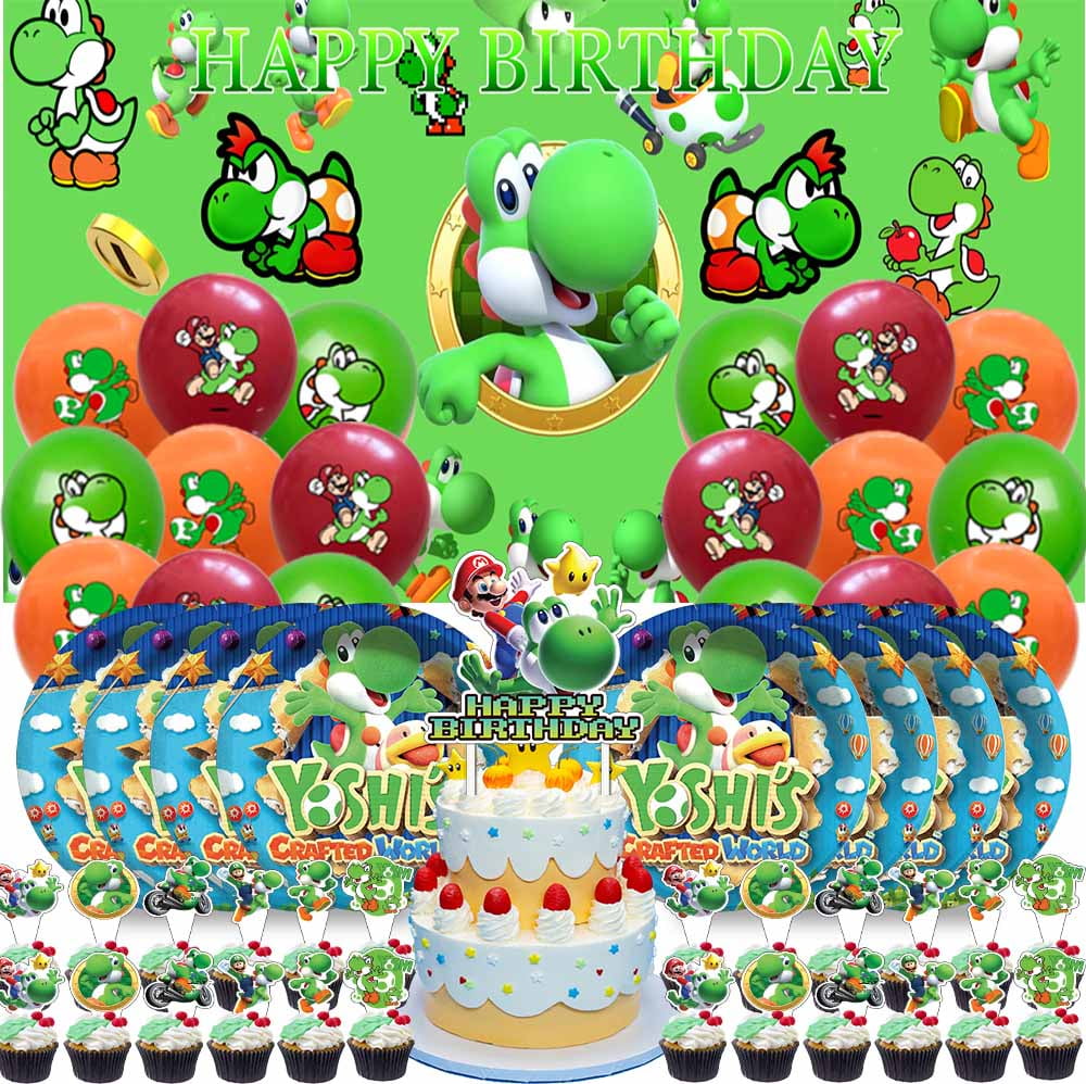 Yoshi Party Supplies Plates Balloons Decorations Birthday Cake Topper ...