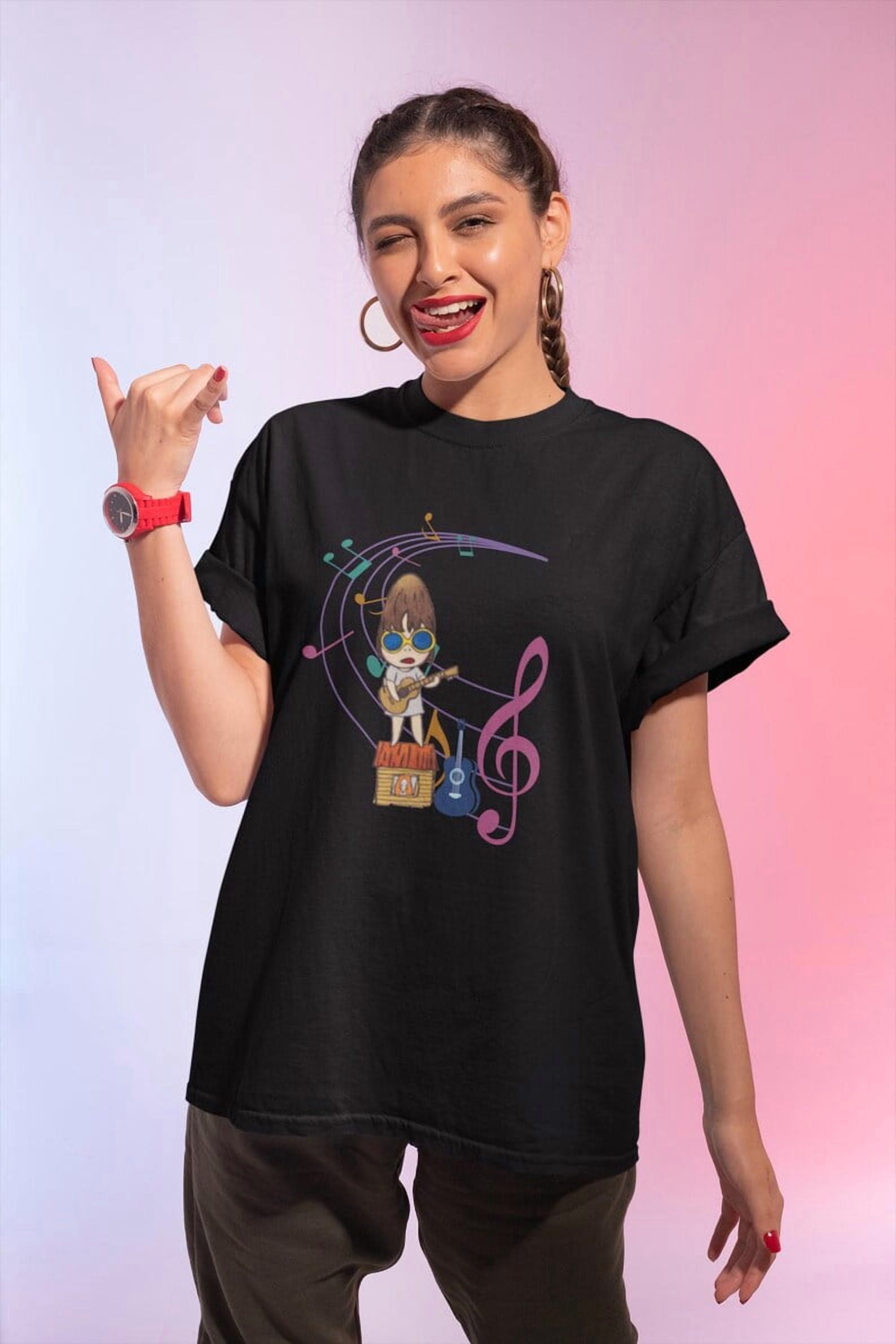 Yoshitomo Nara Inspired Shirt, Indie Girl With Guitar Tee, Colorful ...