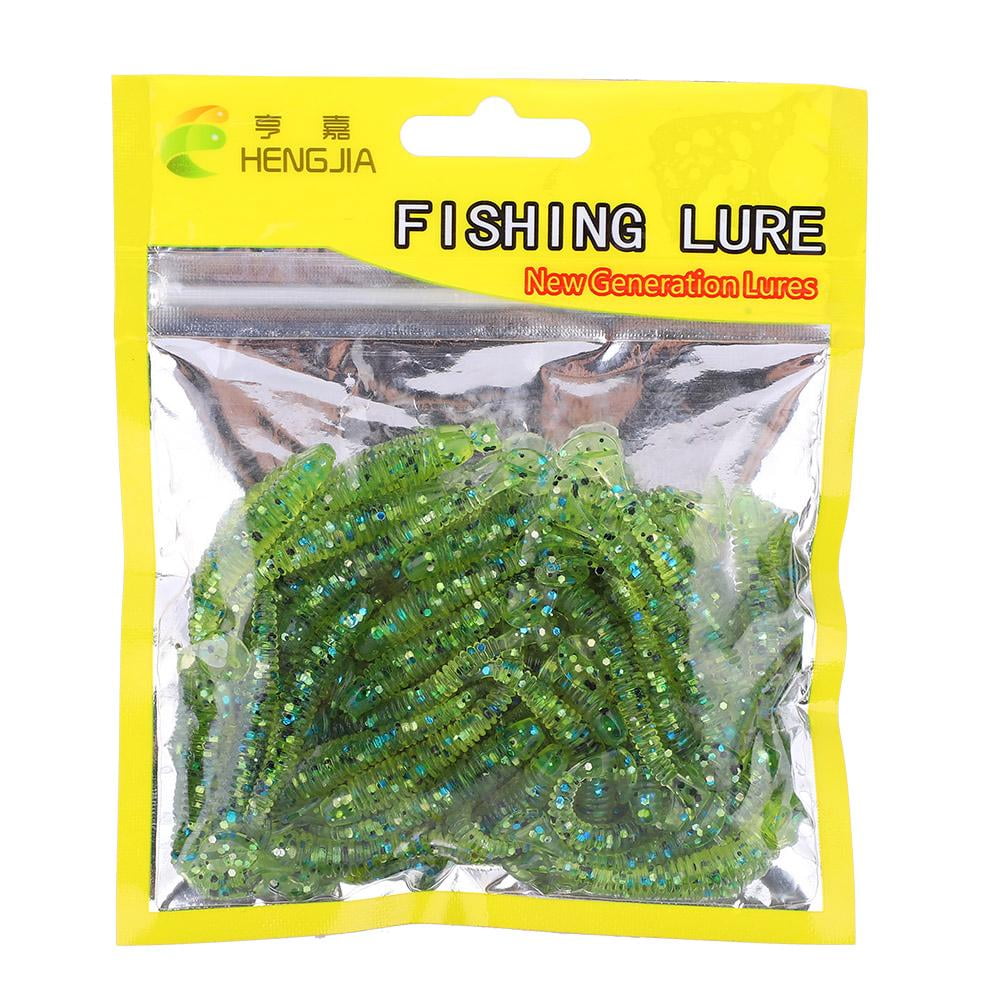 Yosoo 50PCS 5cm Soft Plastic Fishing Lures T-Tail Grub Worm Baits Fish ...