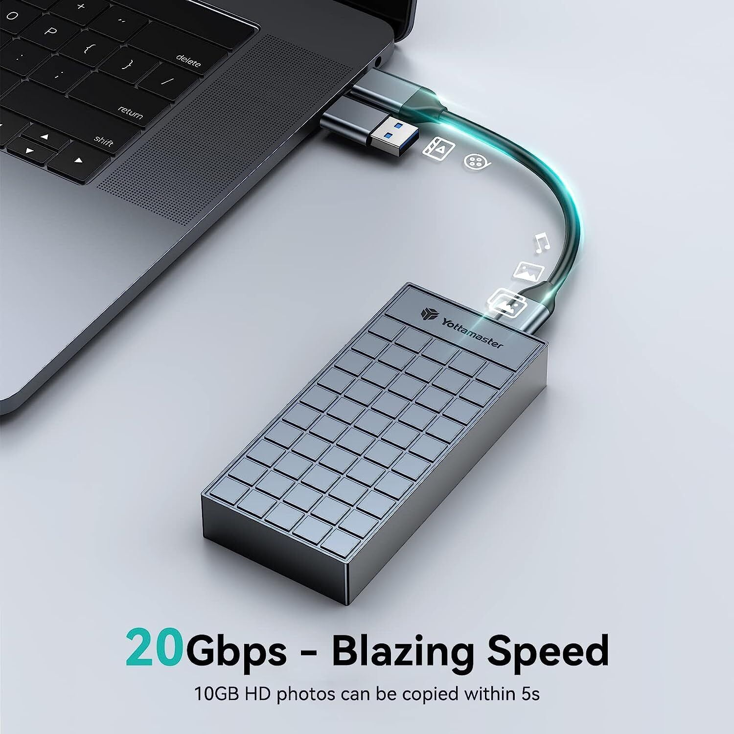 Yottamaster 20Gbps M.2 NVMe SSD Drive Enclosure Adapter Case USB 3.2 ...
