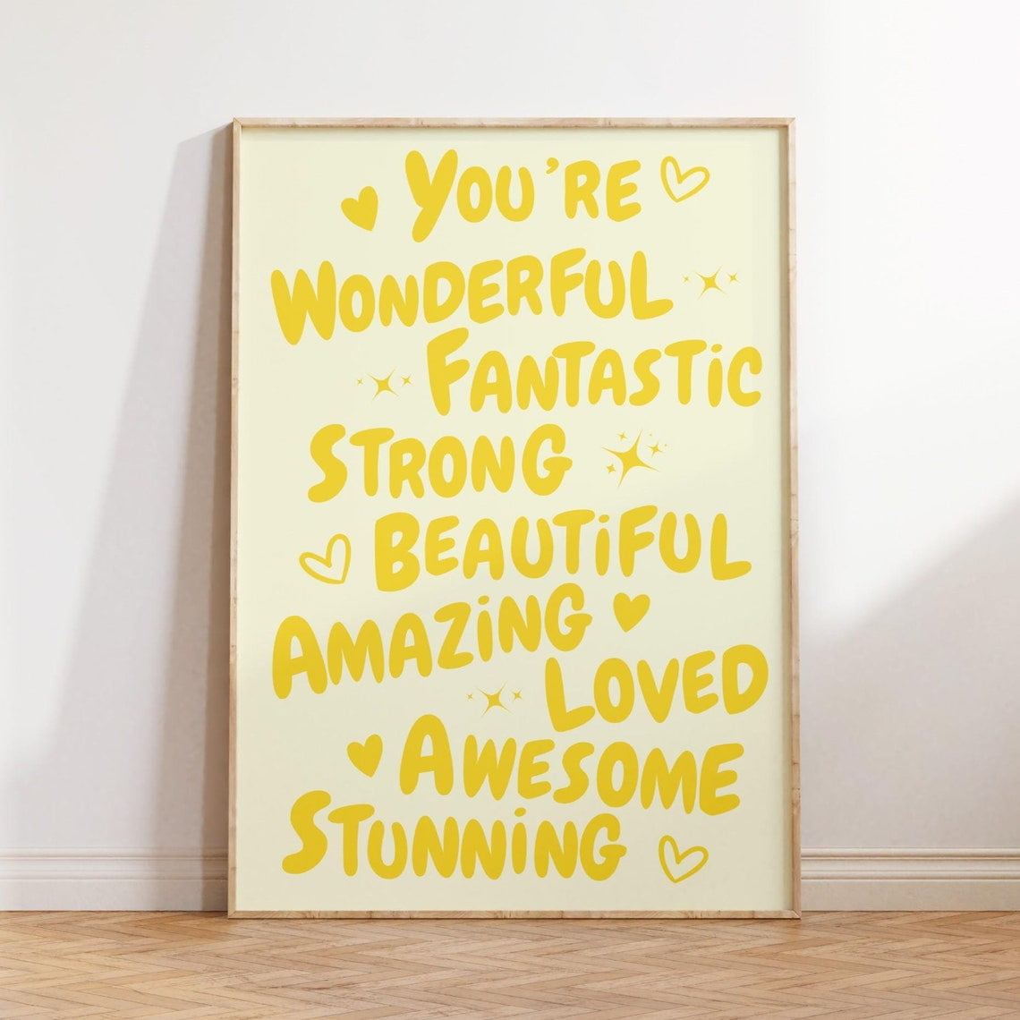 You Are Amazing Poster Yellow Affirmation Quote Print 70S Pink Wall Art ...