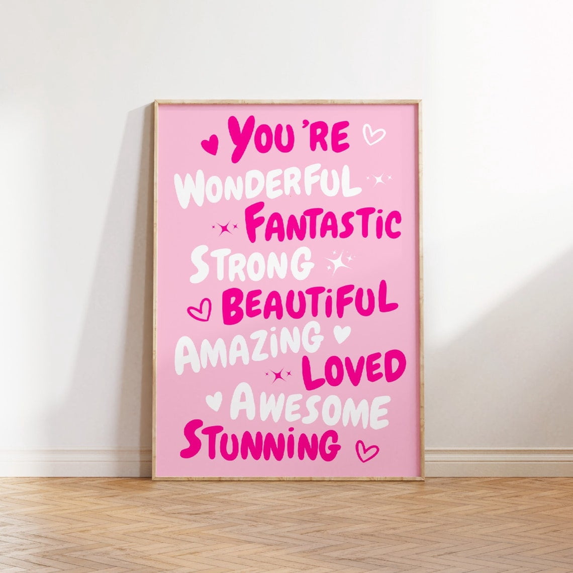 You Are Amazing Pink Preppy Affirmation Wall Art, Unframed Paper Print ...