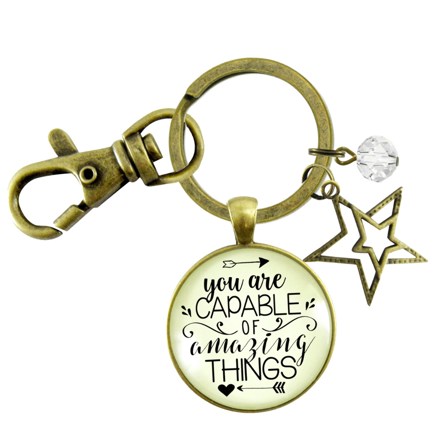 You Are Capable of Amazing Things Gutsy Goodness Bronze Keychain ...