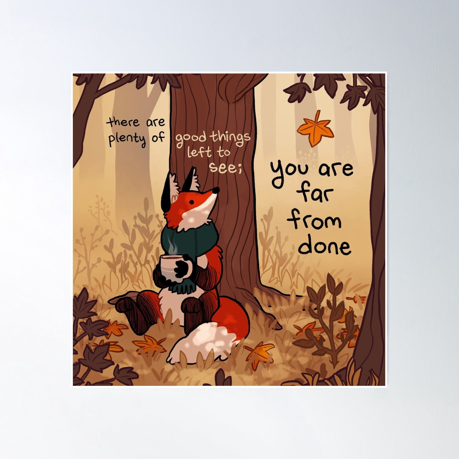 You Are Far From Done Autumn Forest Fox Poster Wall Art, Modern Wall ...