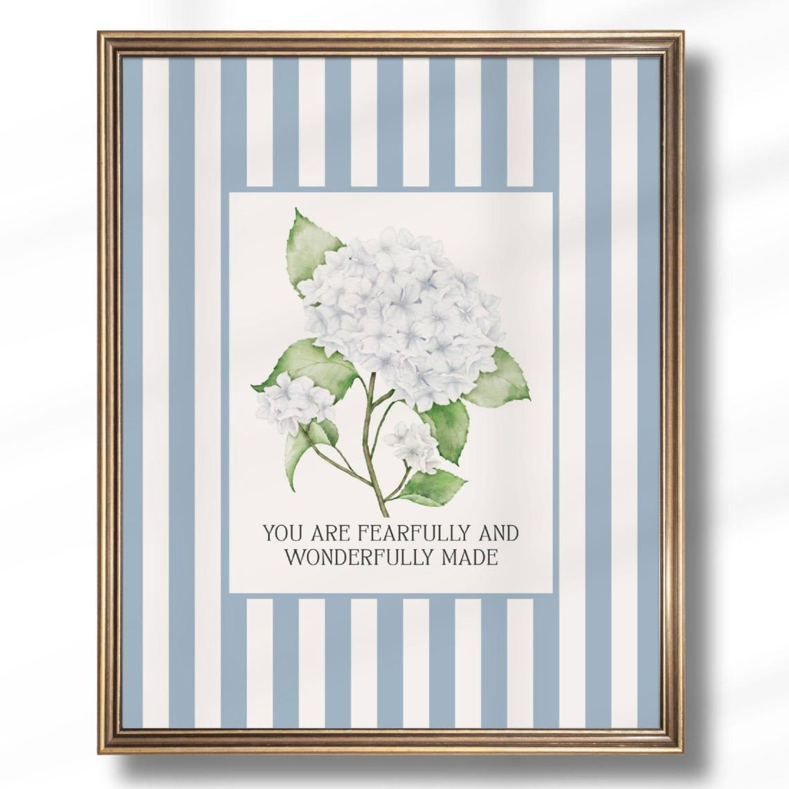 You Are Fearfully and Wonderfully Made Poster Blue Floral Scripture ...