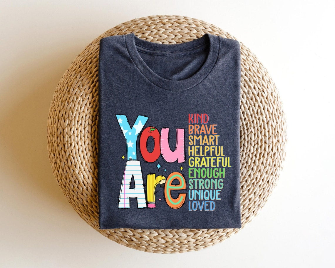 You Are Kind Loved Brave Enough Shirt, Rainbow Affirmations ...