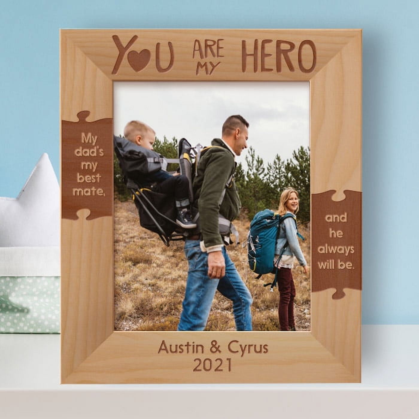 You Are My Hero Personalized Wooden Frame 8" x 10" Brown (Vertical ...