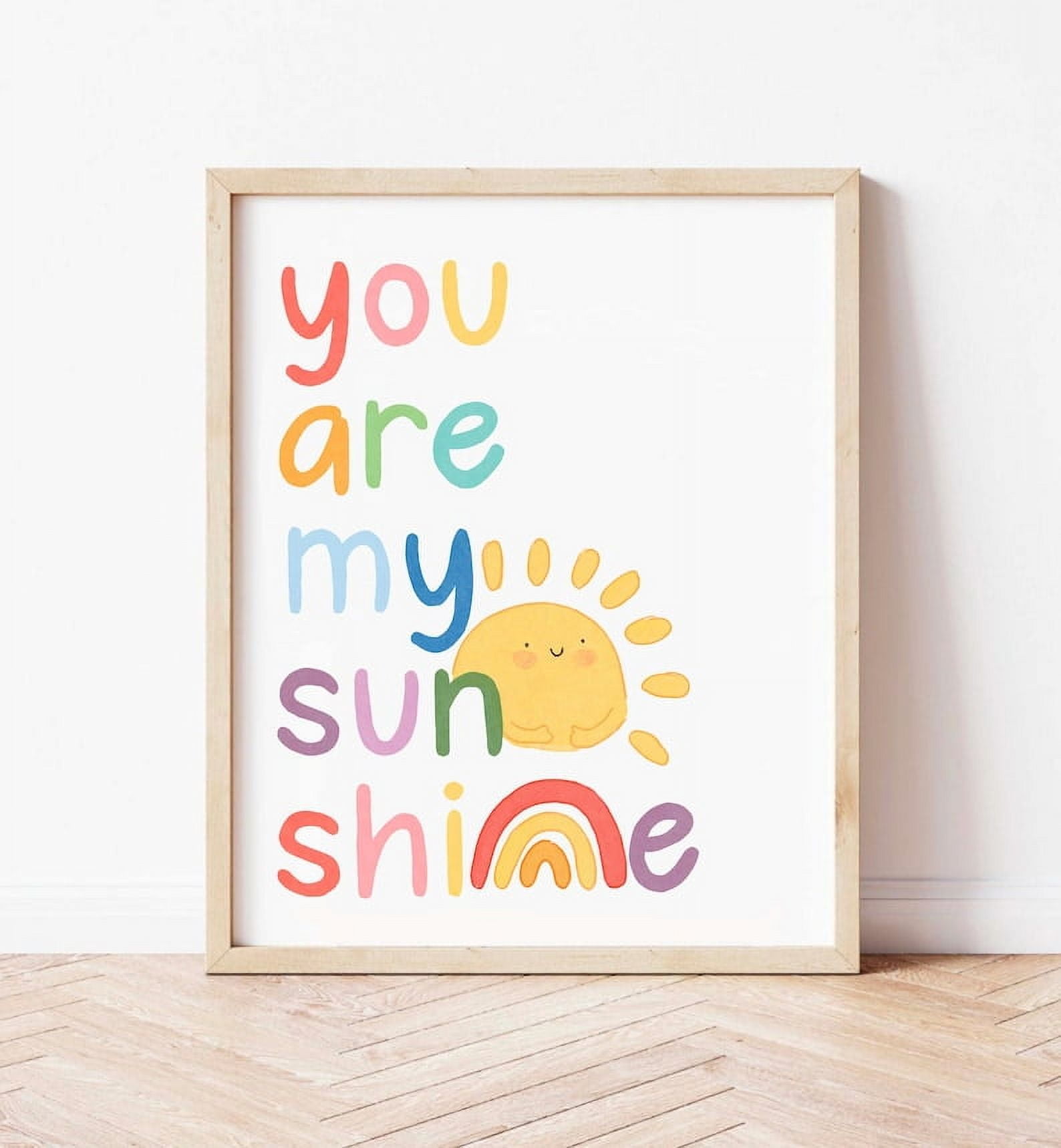 You Are My Sunshine Print Rainbow Playroom Wall Art Gender Neutral Sun ...