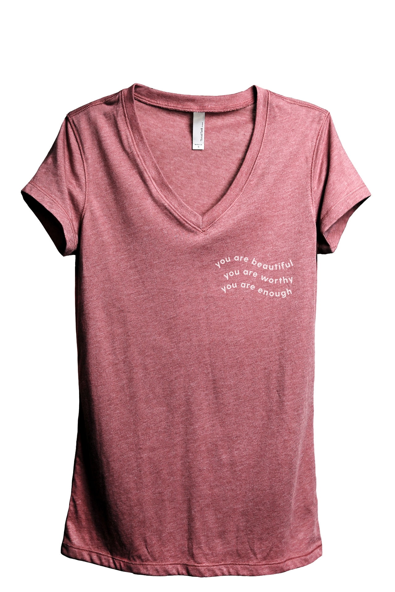 You Are Worthy Women's Fashion Relaxed V-Neck T-Shirt Tee Heather Rouge ...