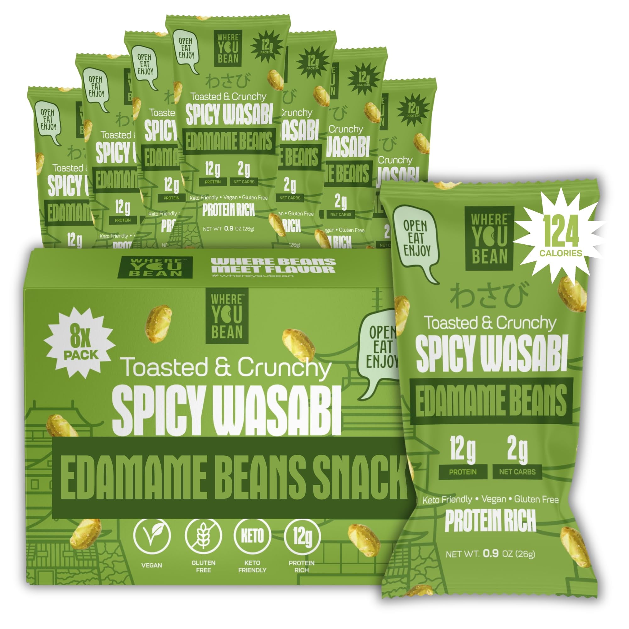 Where You Bean Edamame BCF26 Beans Snack (Spicy Crunchy and Dry Roasted ...