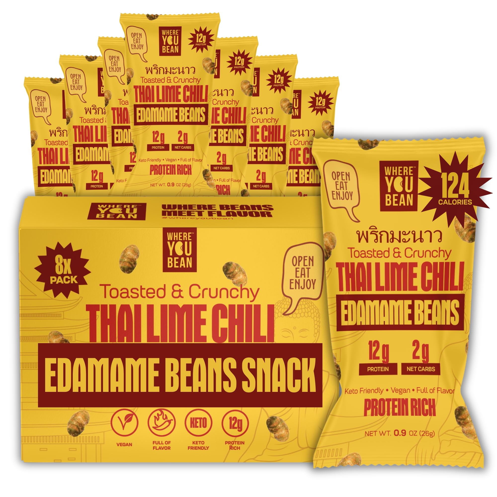 Where You Bean Edamame BCF26 Beans Snack (Thai Crunchy and Dry Roasted ...